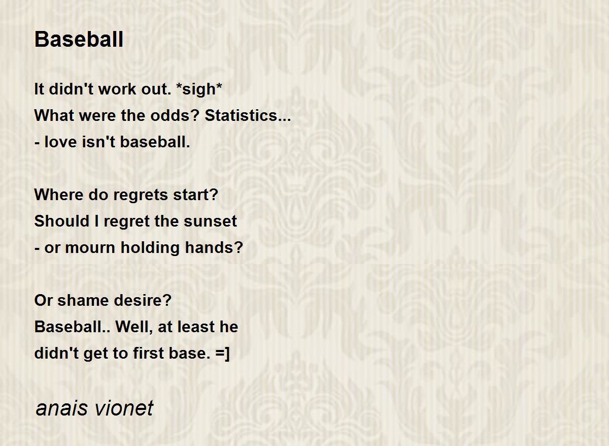 Baseball - Baseball Poem by anais vionet