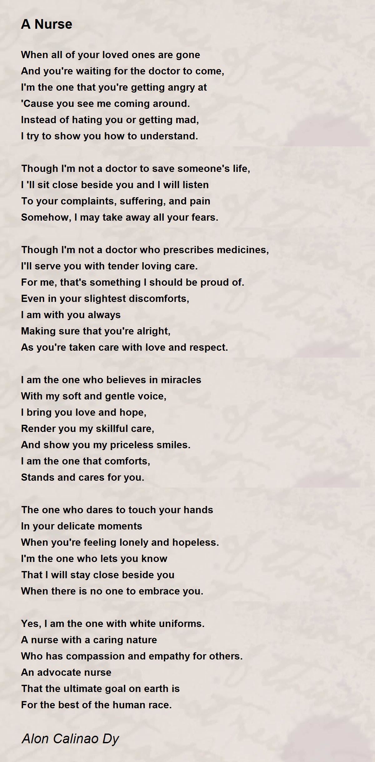 A Nurse Poem by Alon Calinao Dy - Poem Hunter