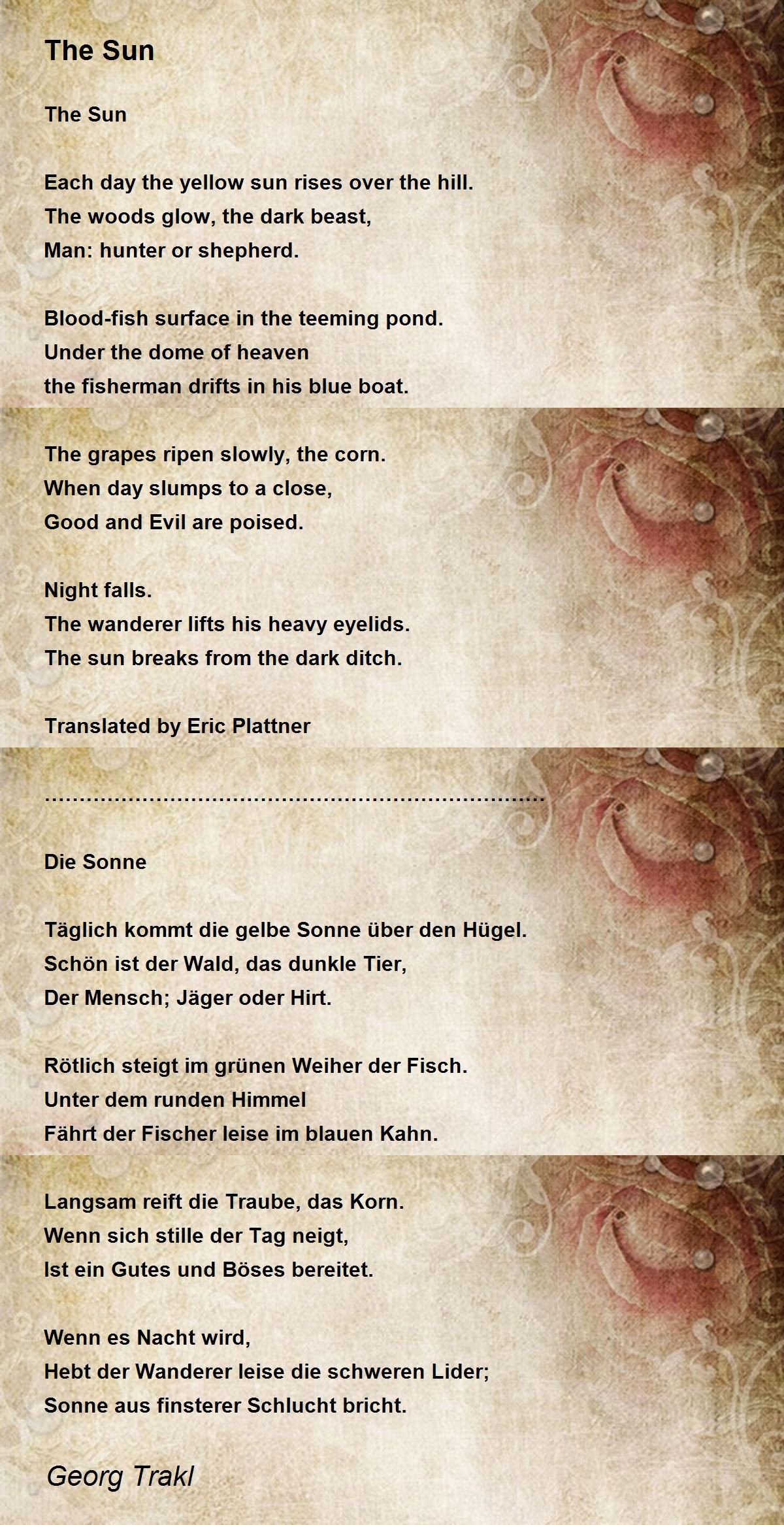 The Sun Poem by Georg Trakl - Poem Hunter