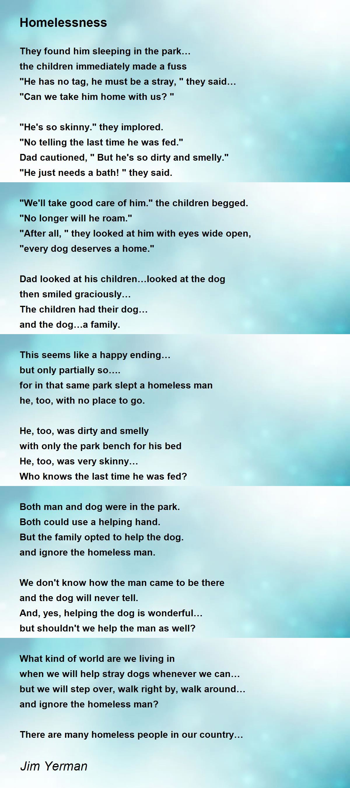 Homelessness Poems