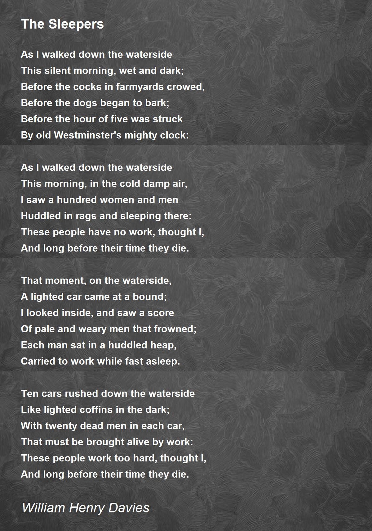 The Sleepers Poem by William Henry Davies - Poem Hunter