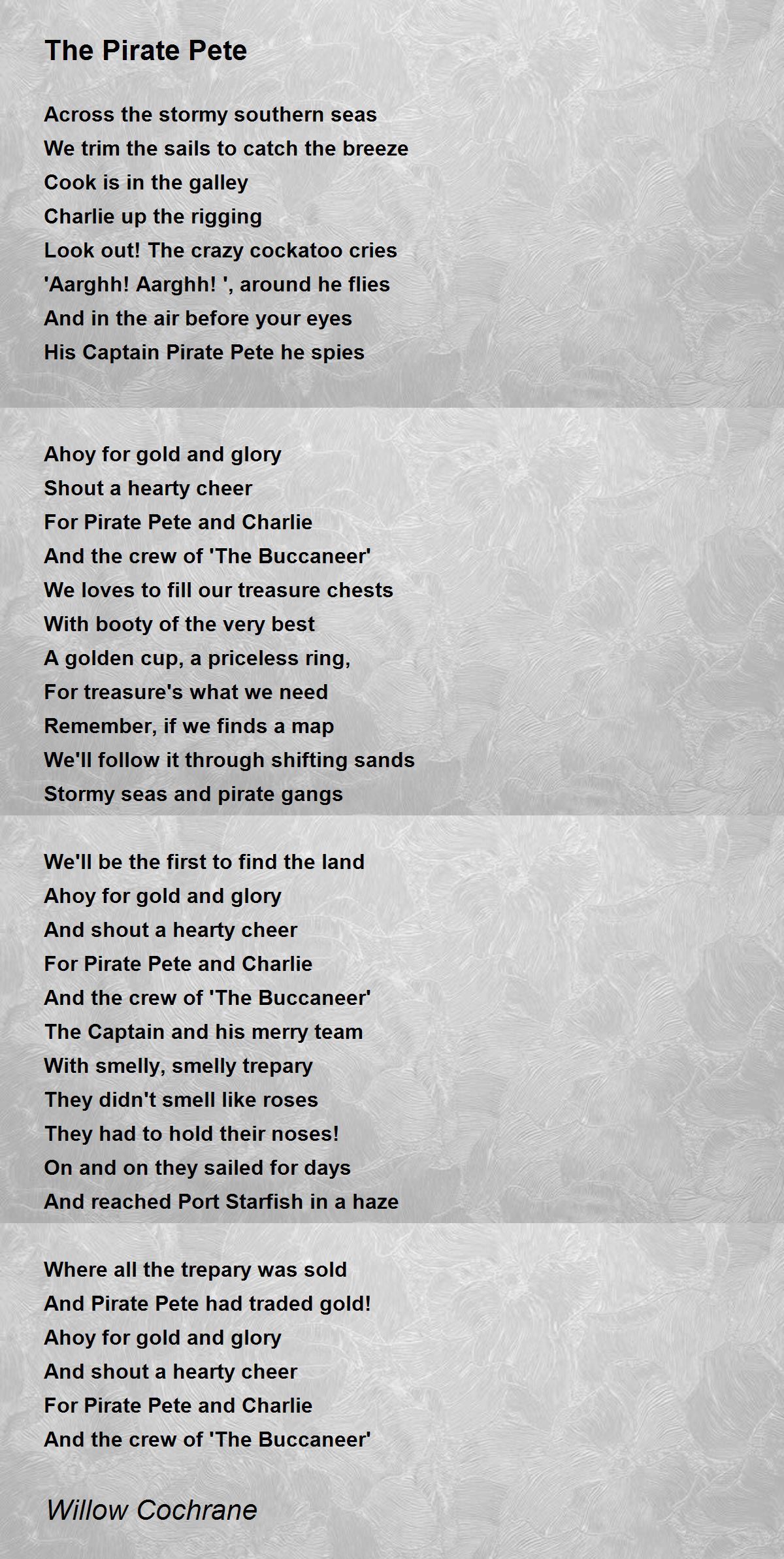The Pirate Pete - The Pirate Pete Poem by Willow Cochrane