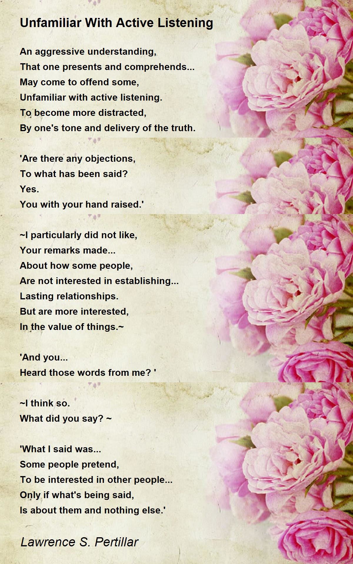 Unfamiliar With Active Listening by Lawrence S. Pertillar - Unfamiliar ...