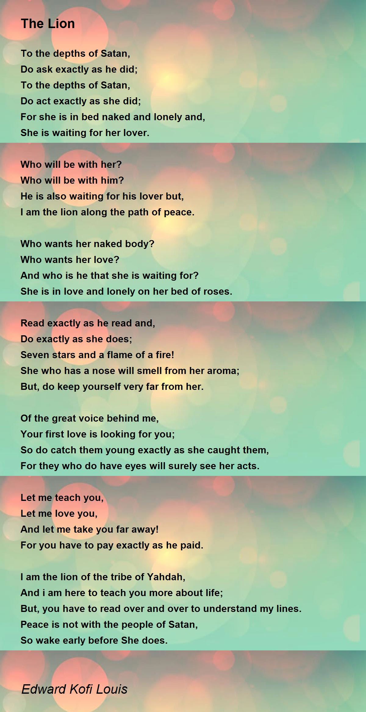 The Lion by Edward Kofi Louis - The Lion Poem