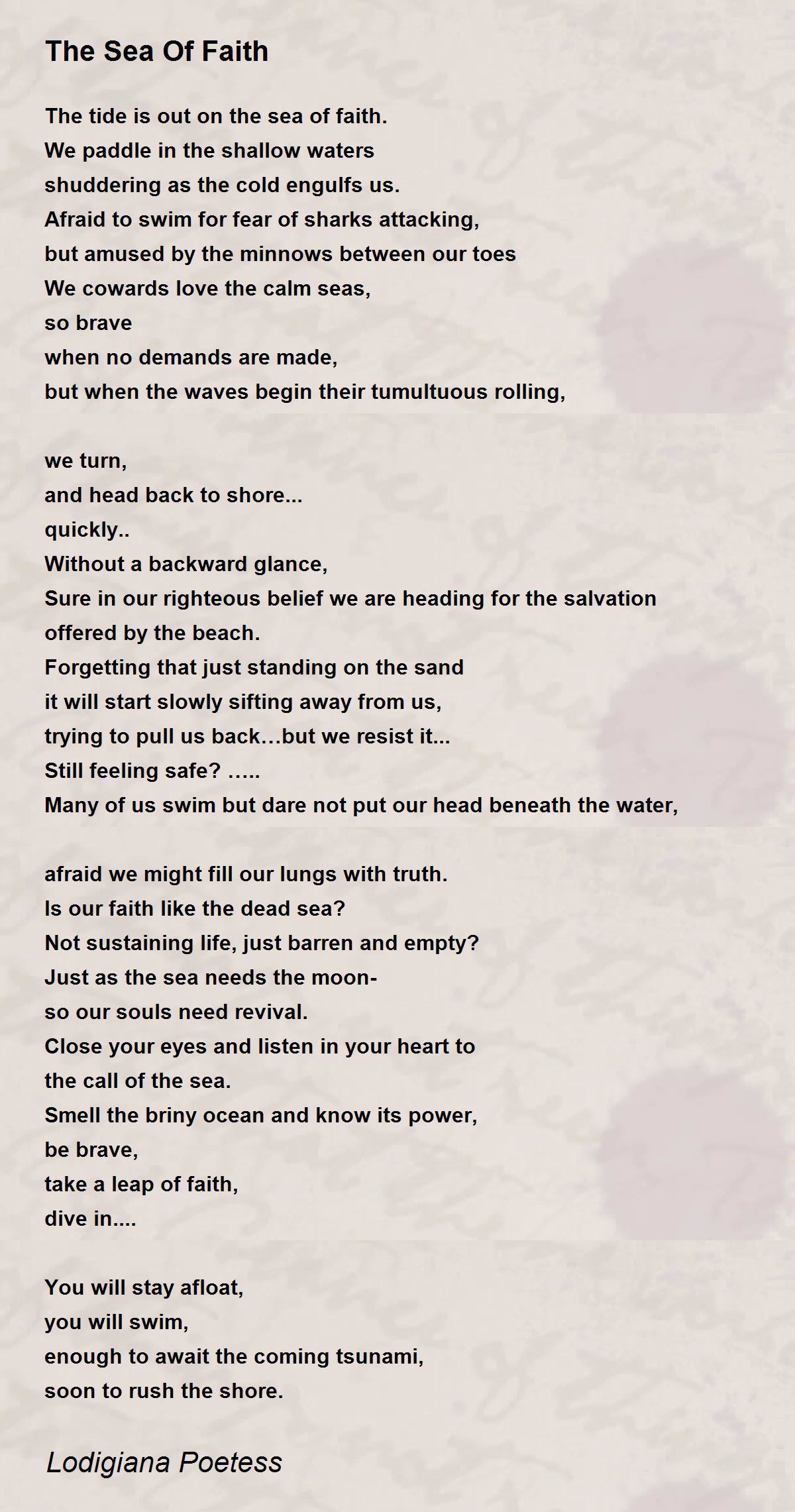 The Sea Of Faith - The Sea Of Faith Poem by Lodigiana Poetess