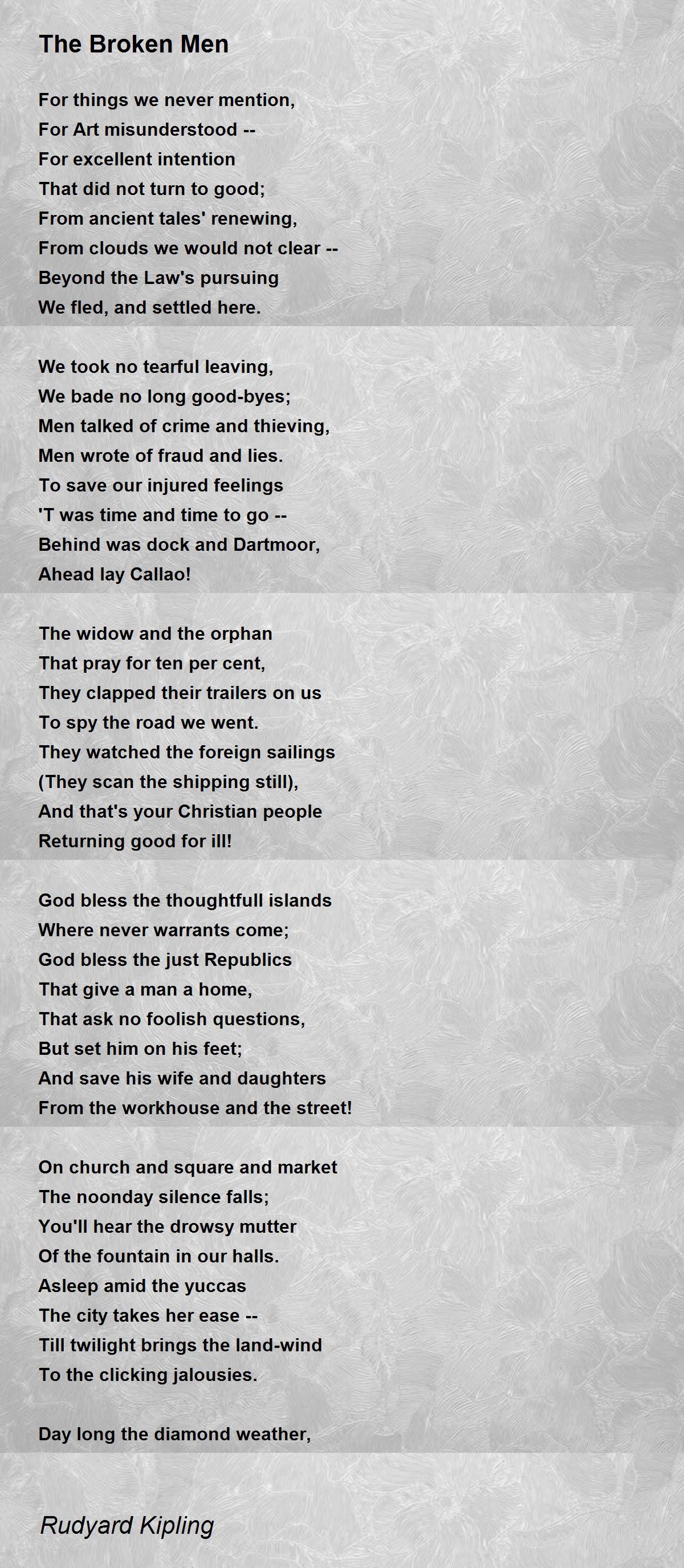 The Broken Men Poem by Rudyard Kipling - Poem Hunter