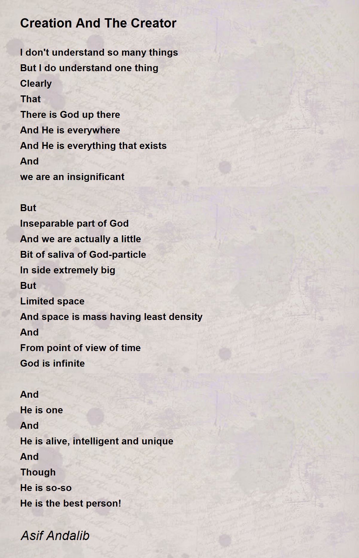 Creation And The Creator - Creation And The Creator Poem by Asif Andalib