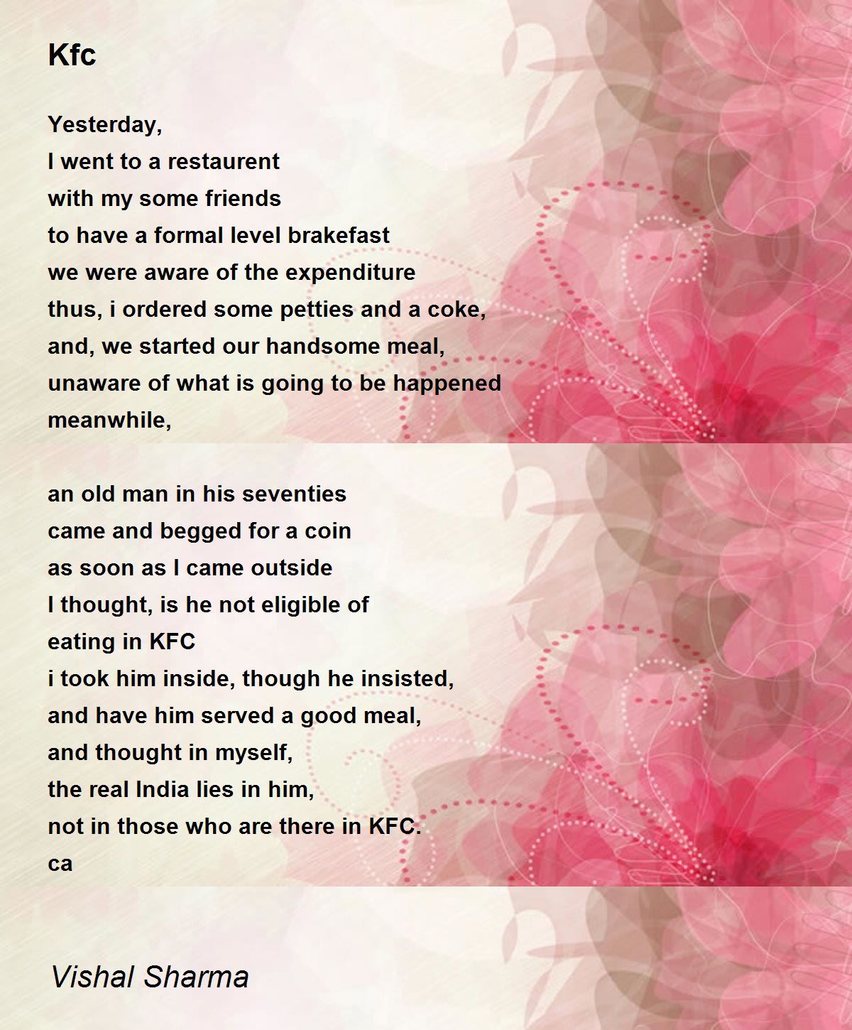 Kfc - Kfc Poem by Vishal Sharma