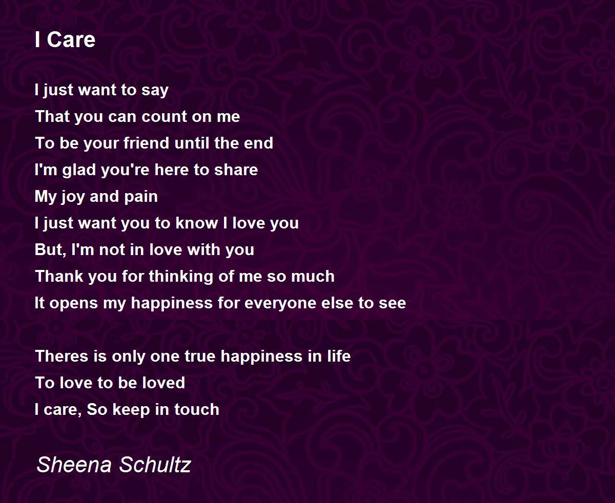 I Care by Sheena Schultz - I Care Poem