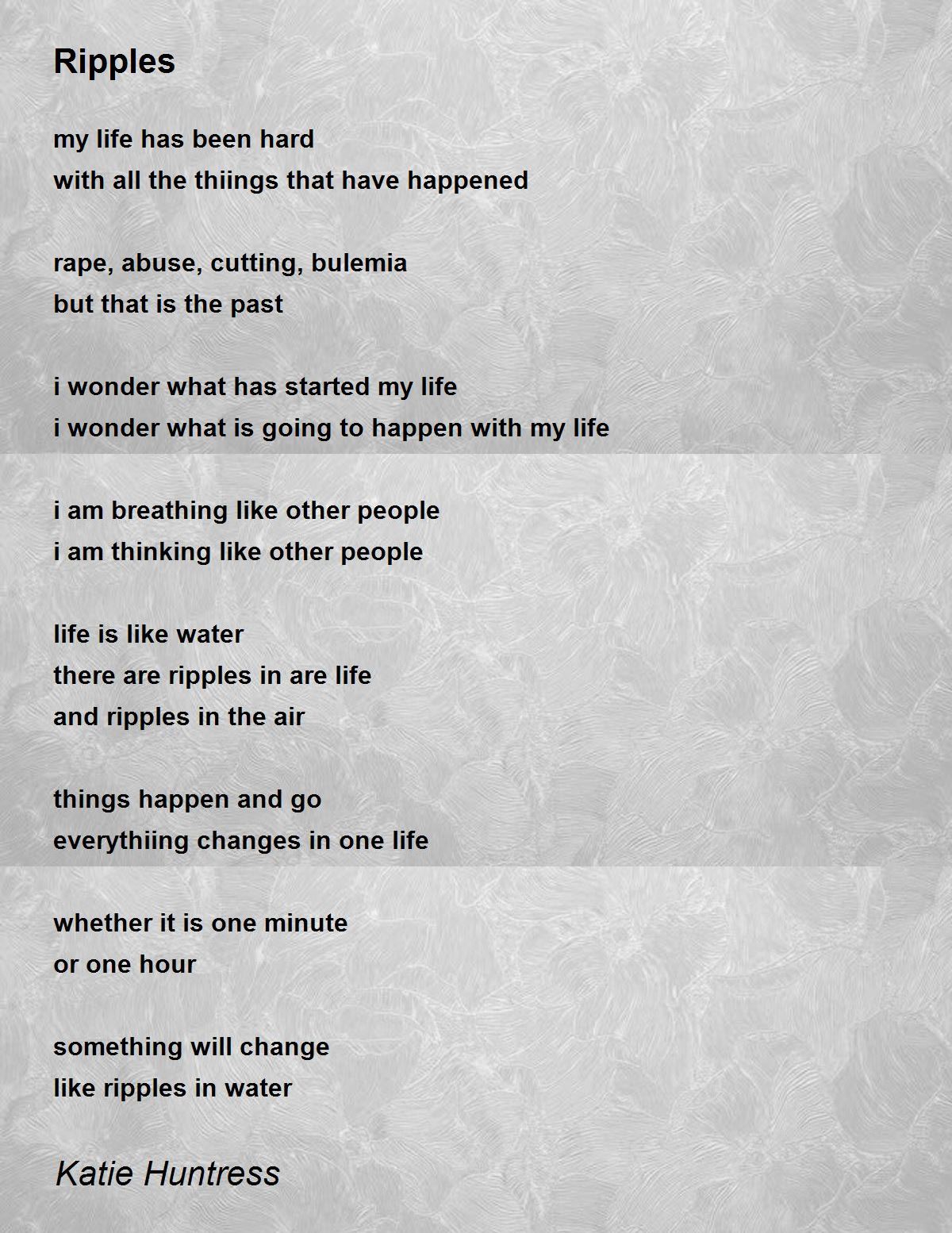 Ripples - Ripples Poem by Katie Huntress