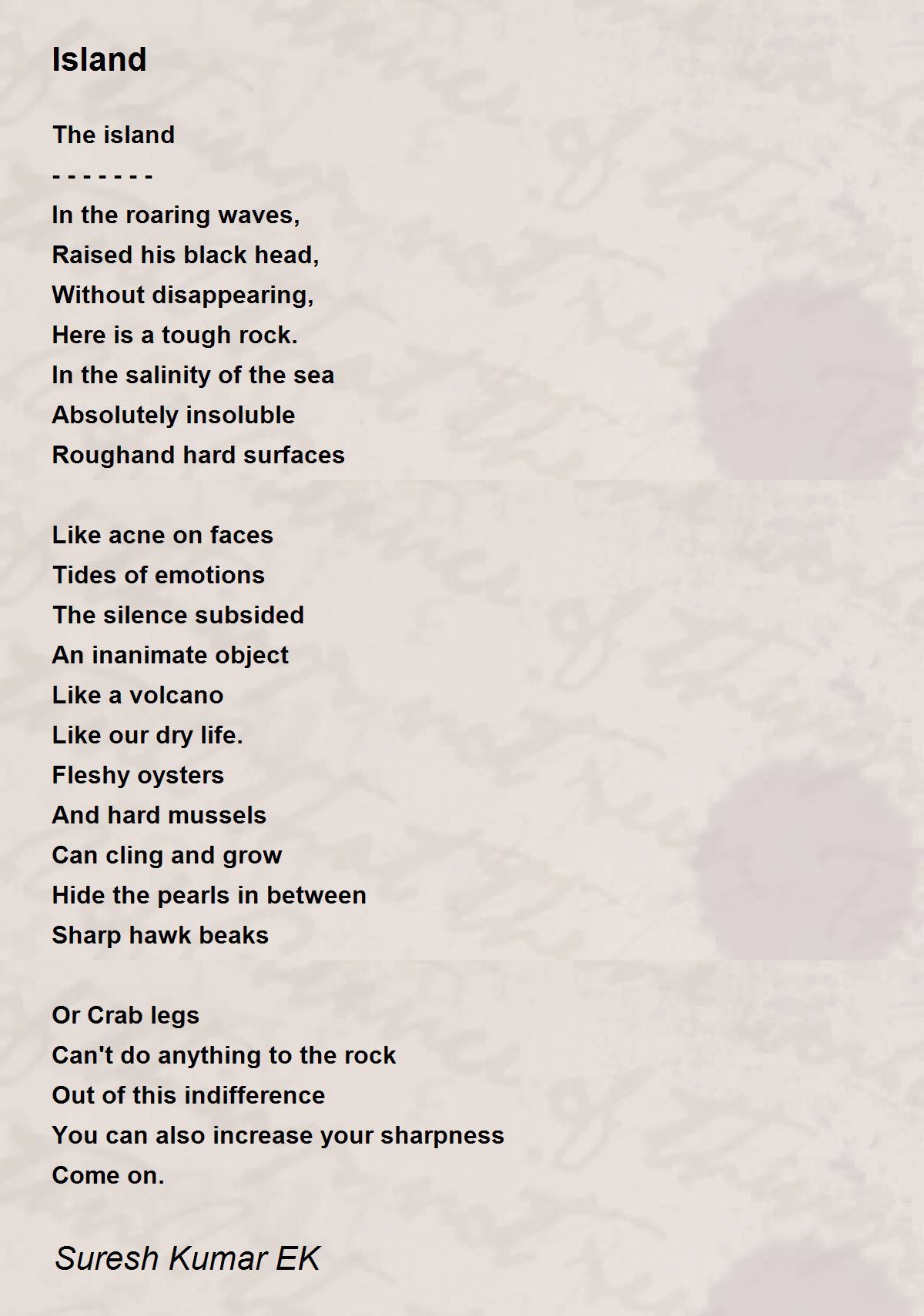 Island - Island Poem by Suresh Kumar EK