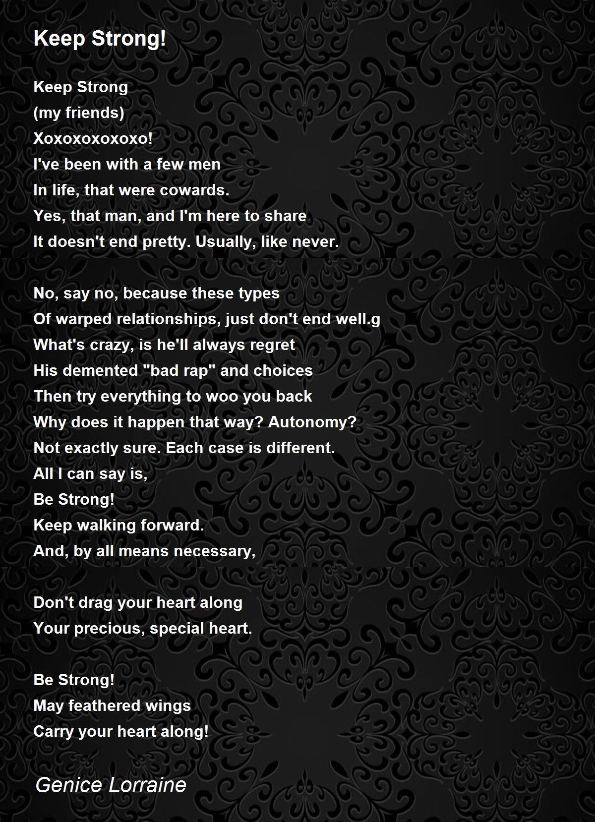 Keep Strong! Poem by Genice Lorraine De Fabriciano - Poem Hunter