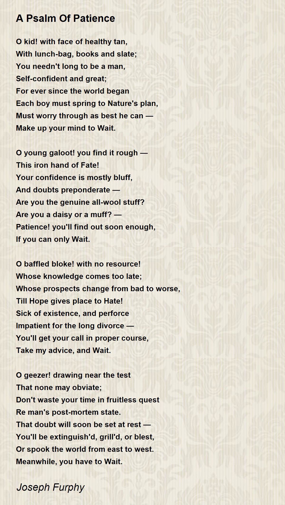 Patience Poems The Patient Poem