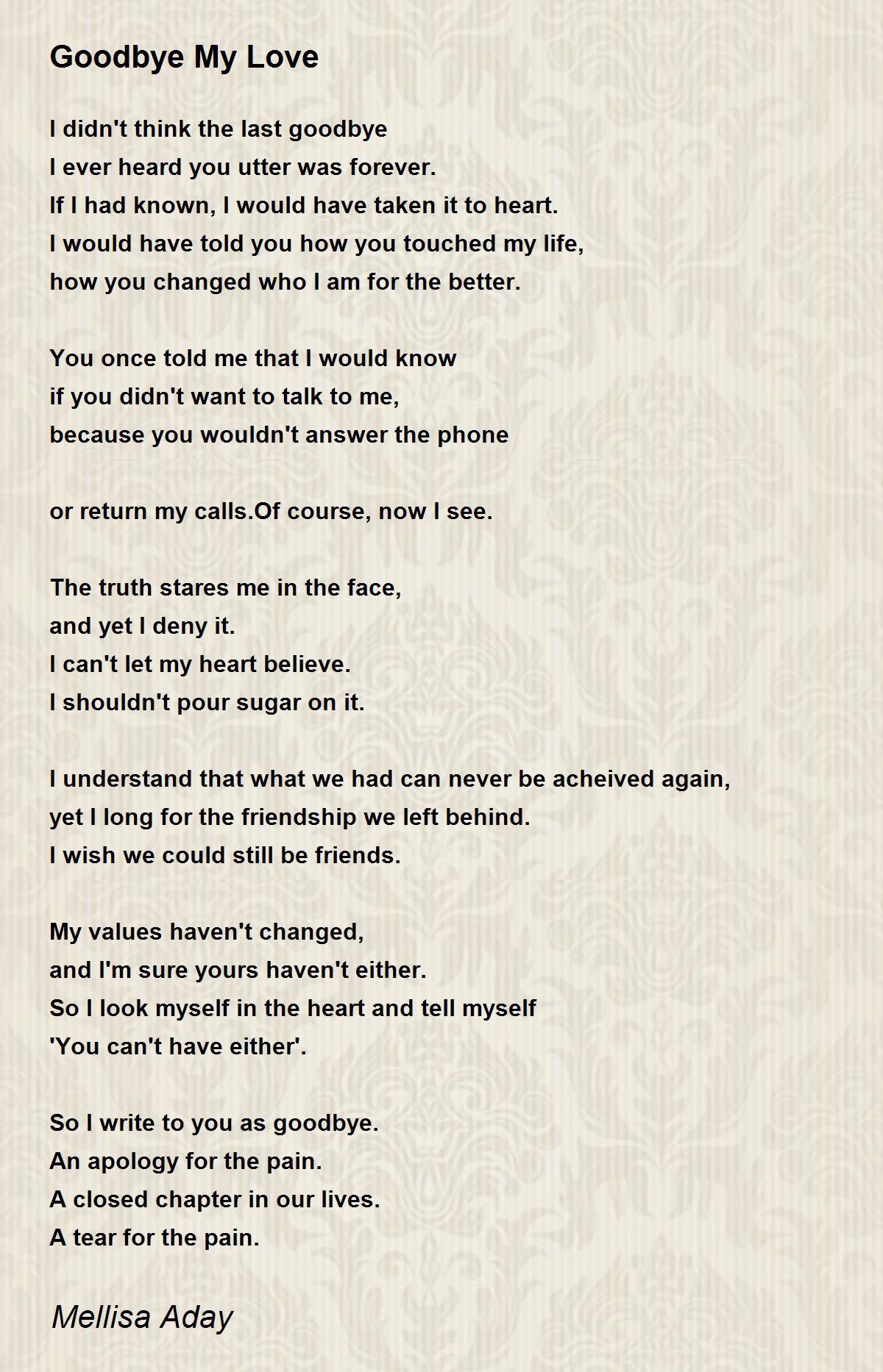 Love Goodbye Poems Poem] Linda Pastan To A Daughter Leaving Home