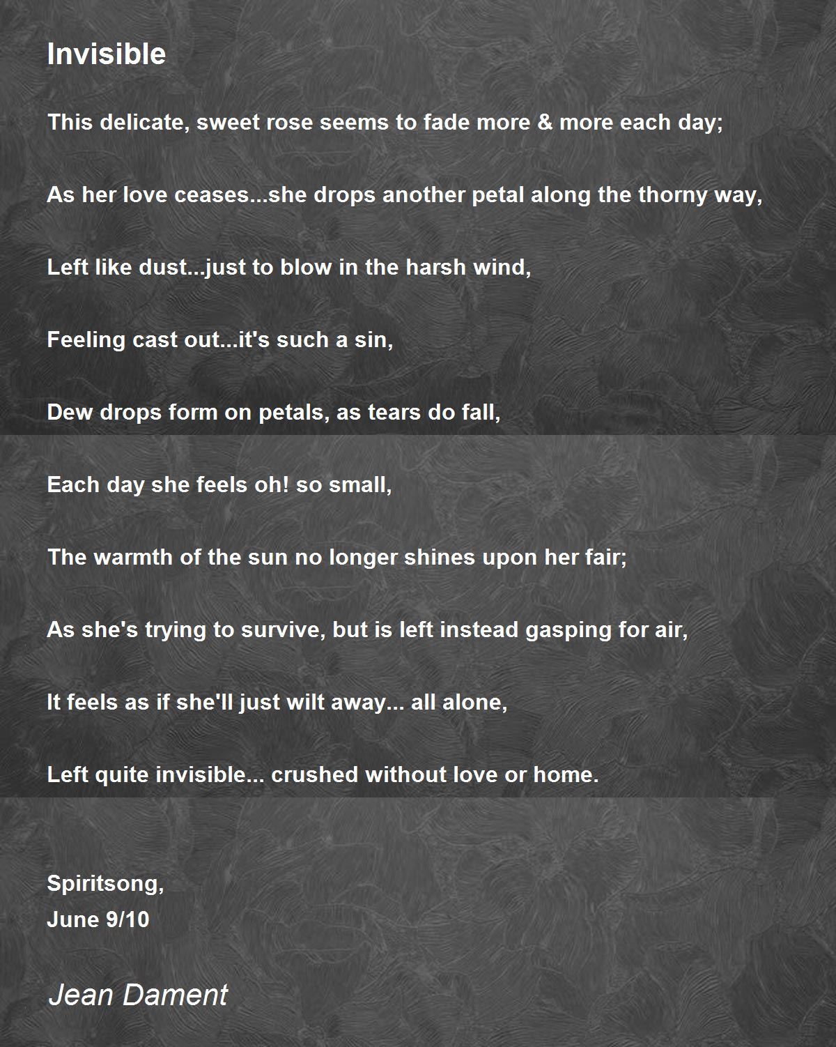 Invisible Poem by Jean Dament - Poem Hunter