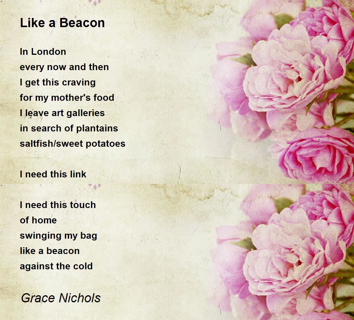 What Is Grace Nichols Most Famous Poem at Charli Murnin blog