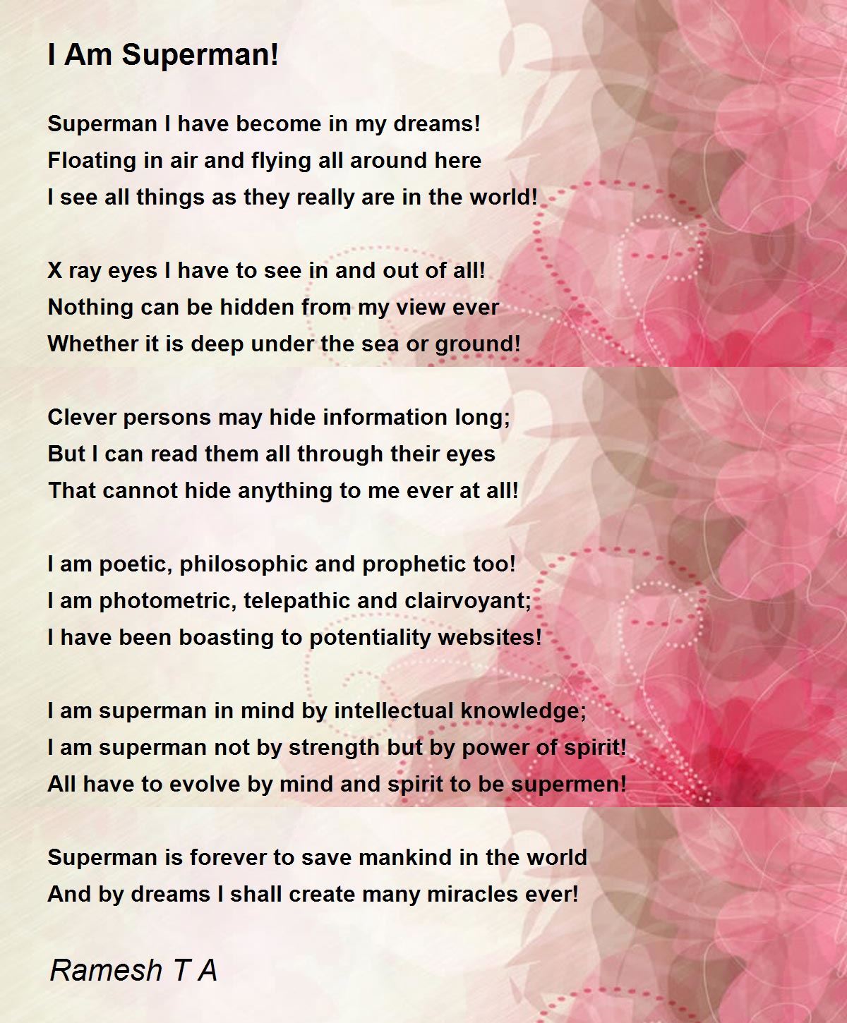 I Am Superman! - I Am Superman! Poem by Ramesh T A