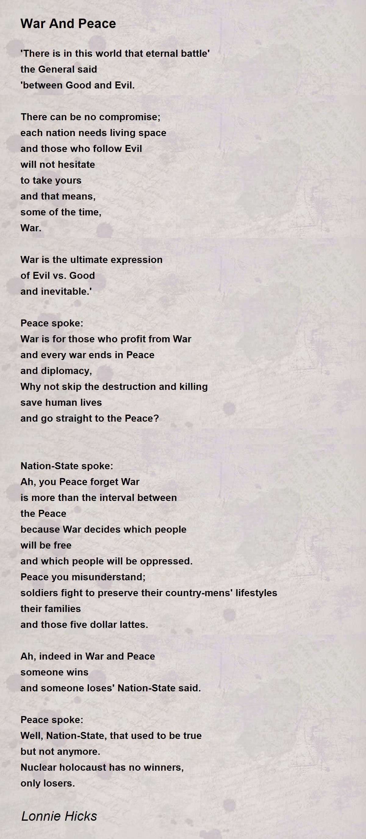 War And Peace Poem