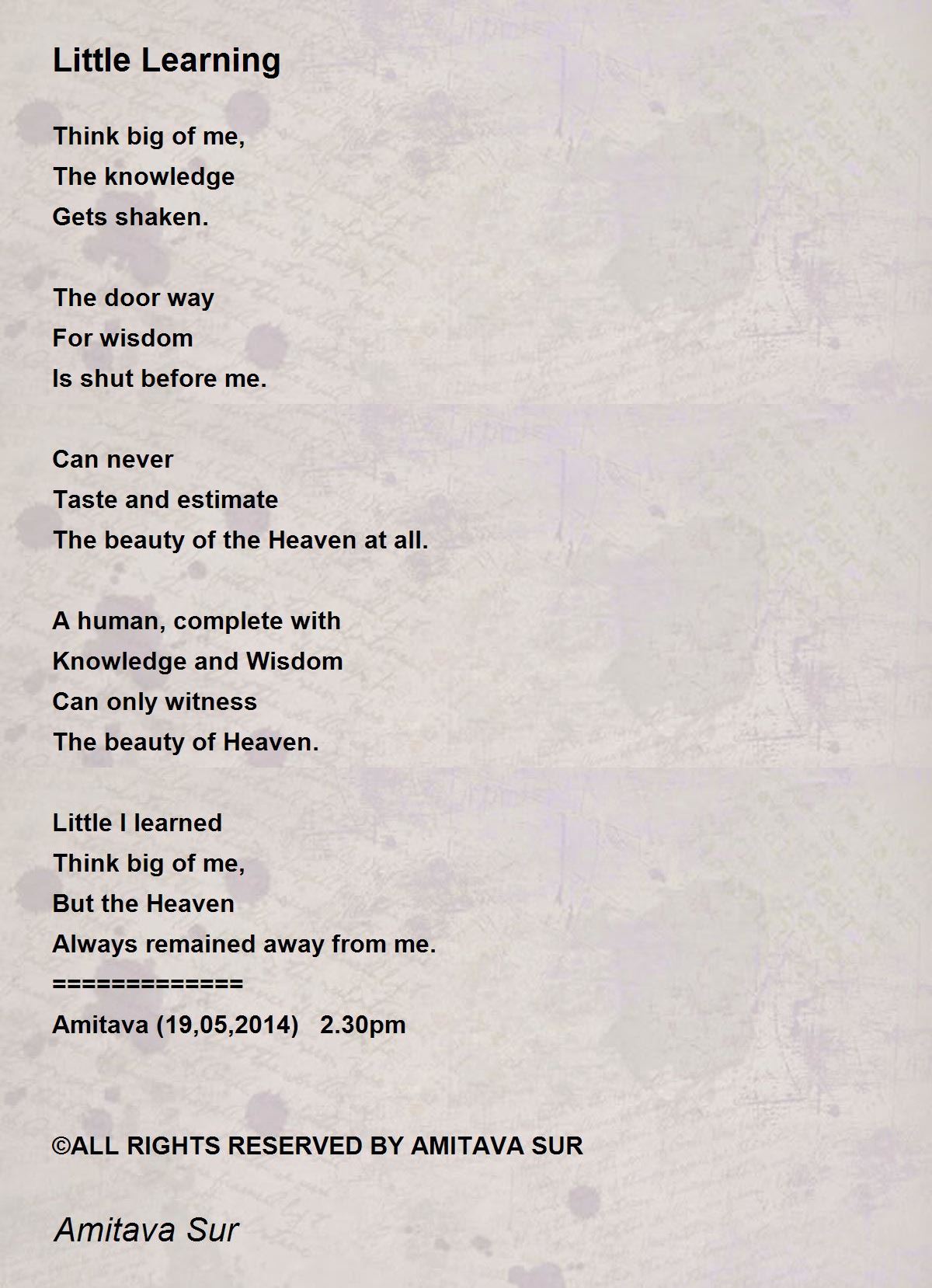 Little Learning Poem by Amitava Sur - Poem Hunter