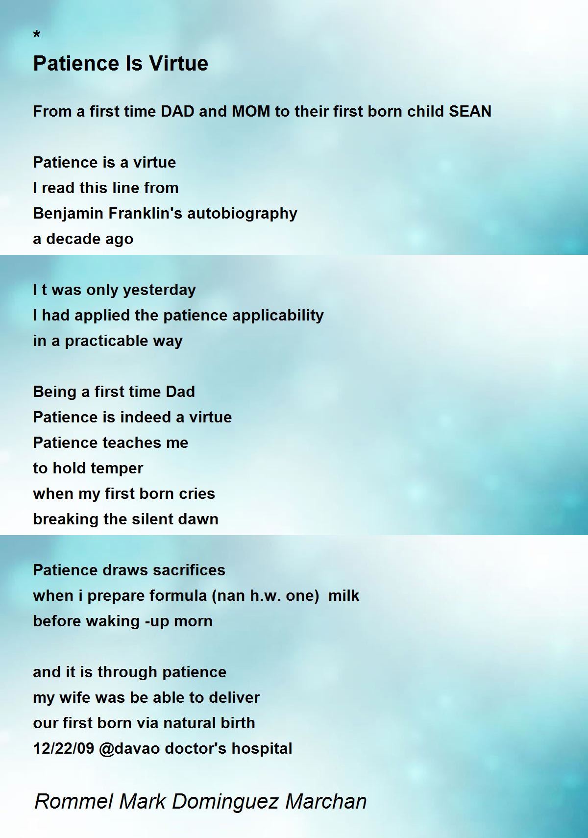 Patience Poems The Patient Poem