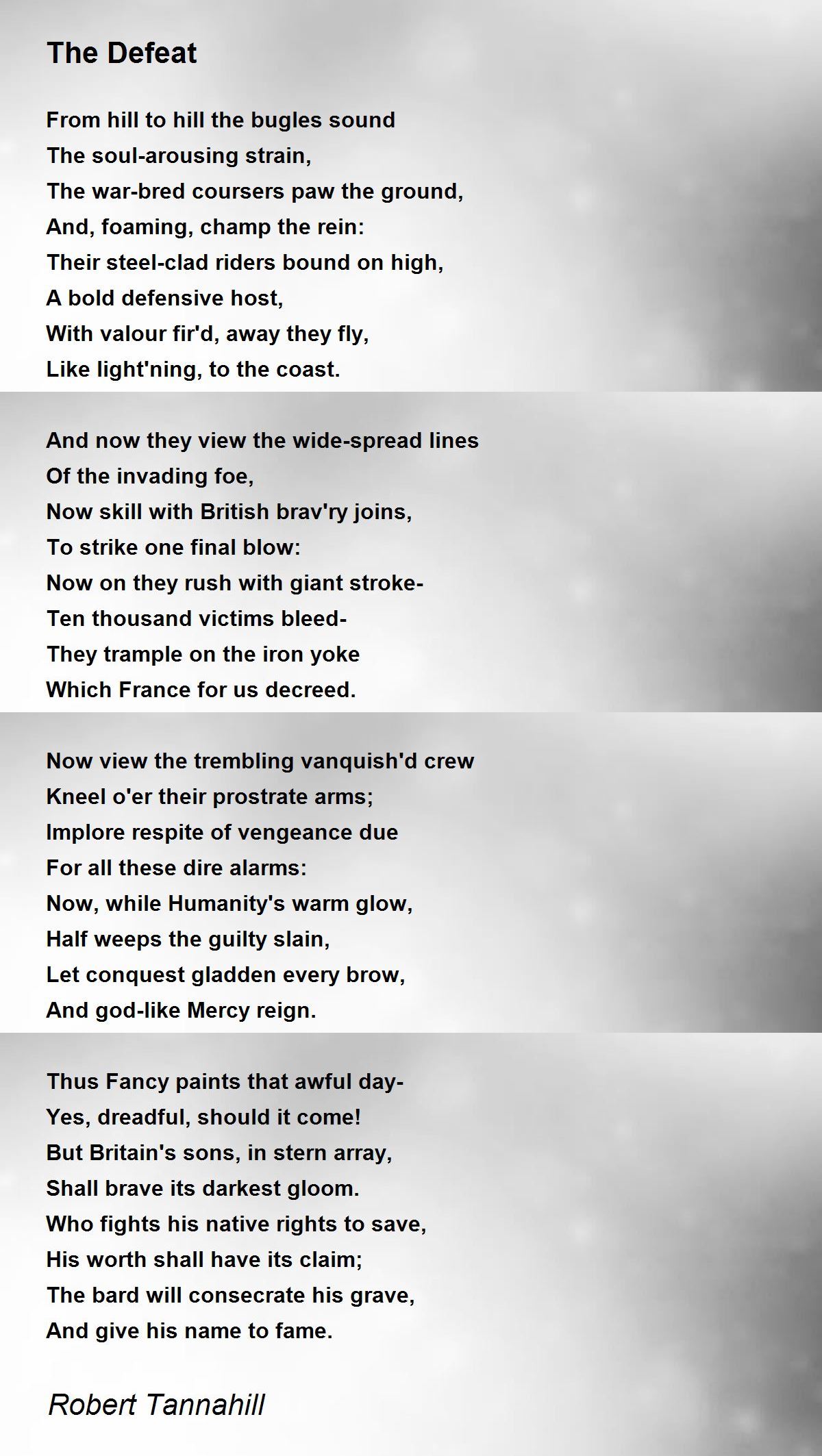 The Defeat - The Defeat Poem by Robert Tannahill