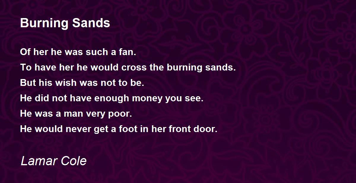 What Does Burning Sands Mean at Anitra Bourne blog