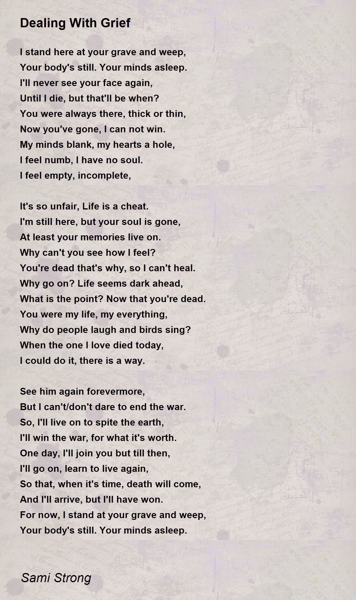 Dealing With Grief - Dealing With Grief Poem by Sami Strong