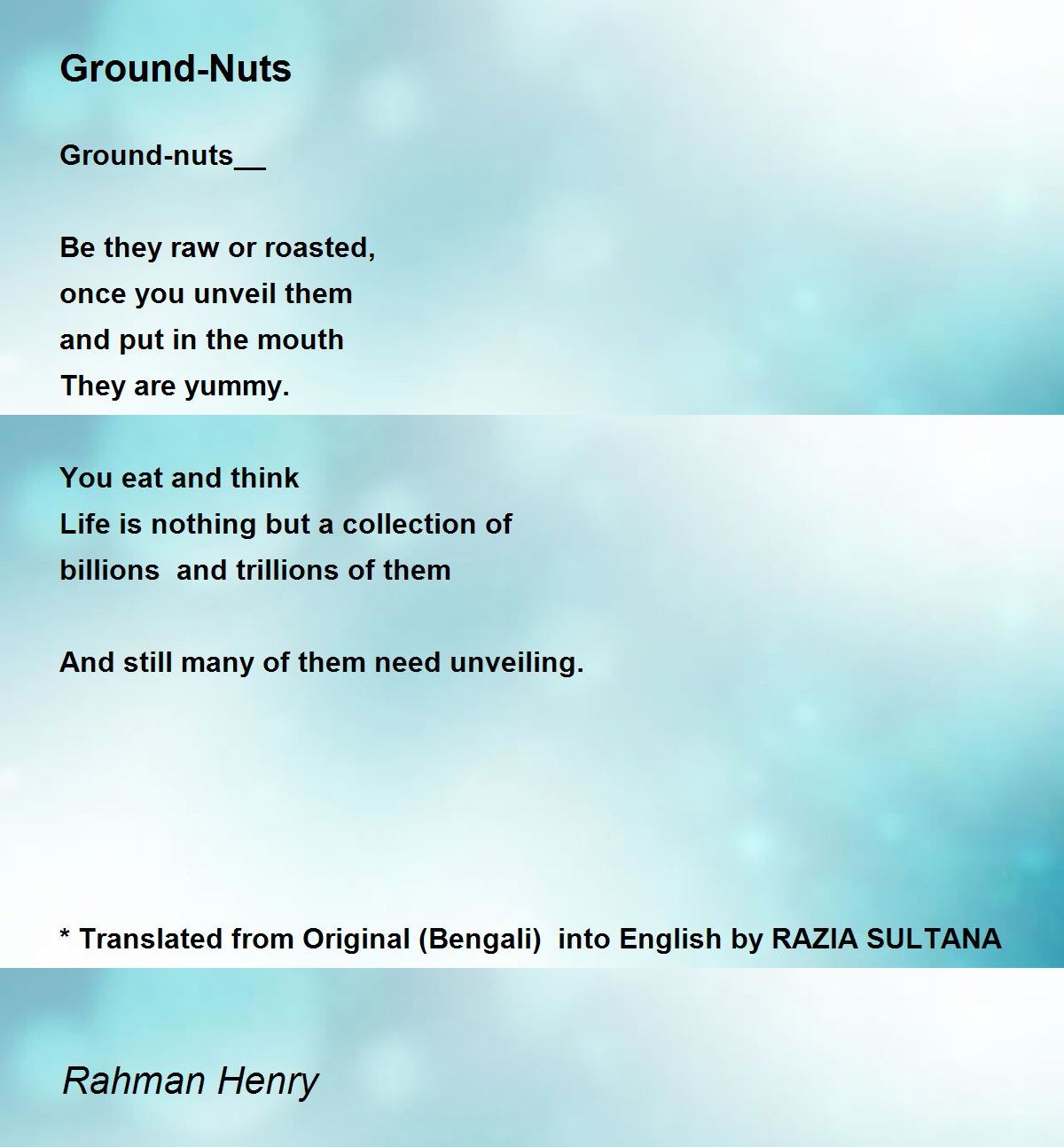 Ground-Nuts by Rahman Henry - Ground-Nuts Poem