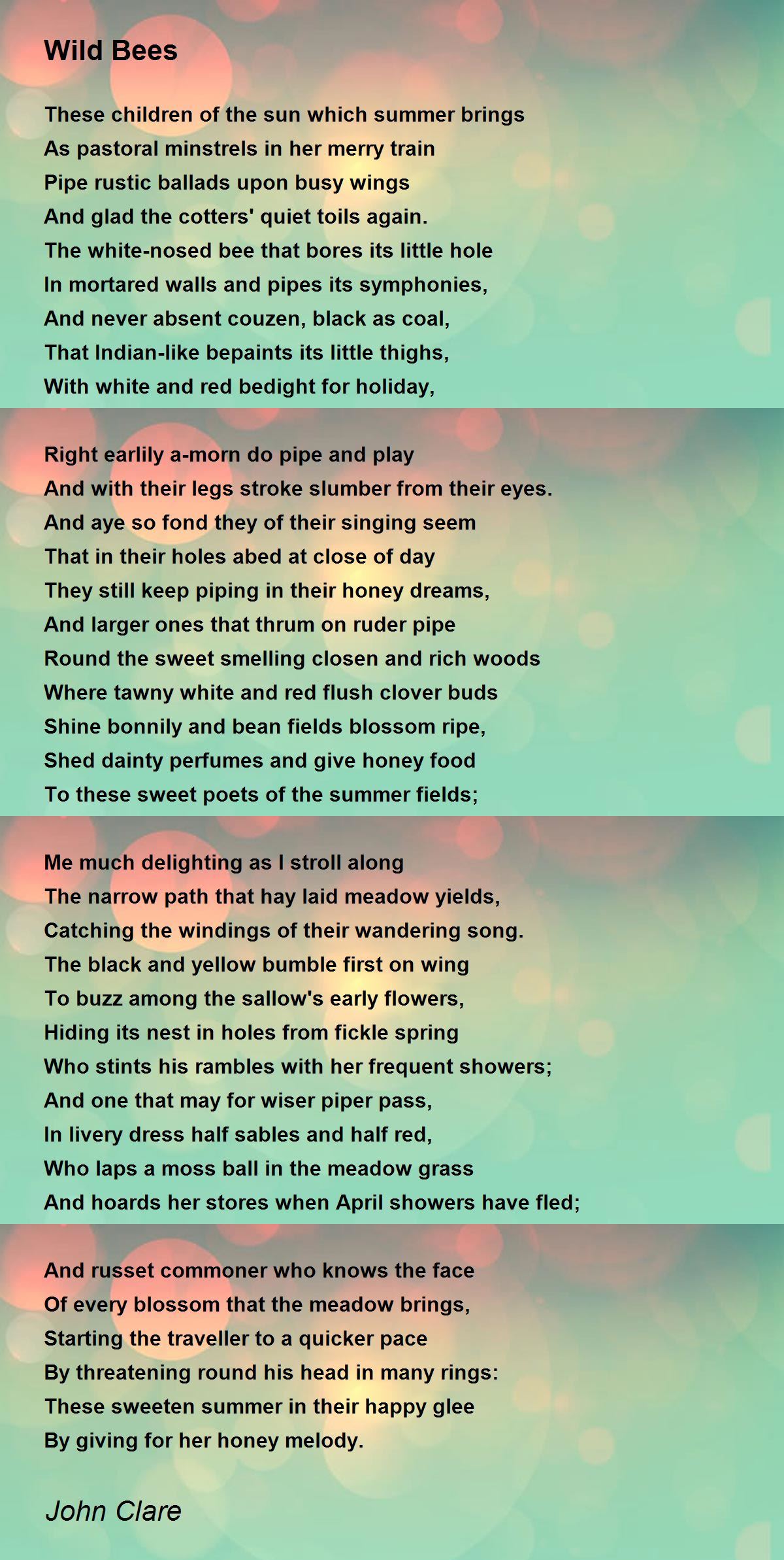 Wild Bees Poem by John Clare - Poem Hunter