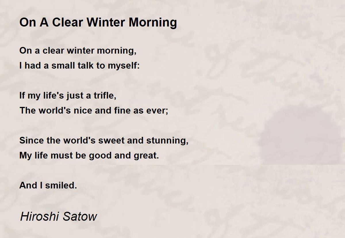 On A Clear Winter Morning - On A Clear Winter Morning Poem by Hiroshi Satow