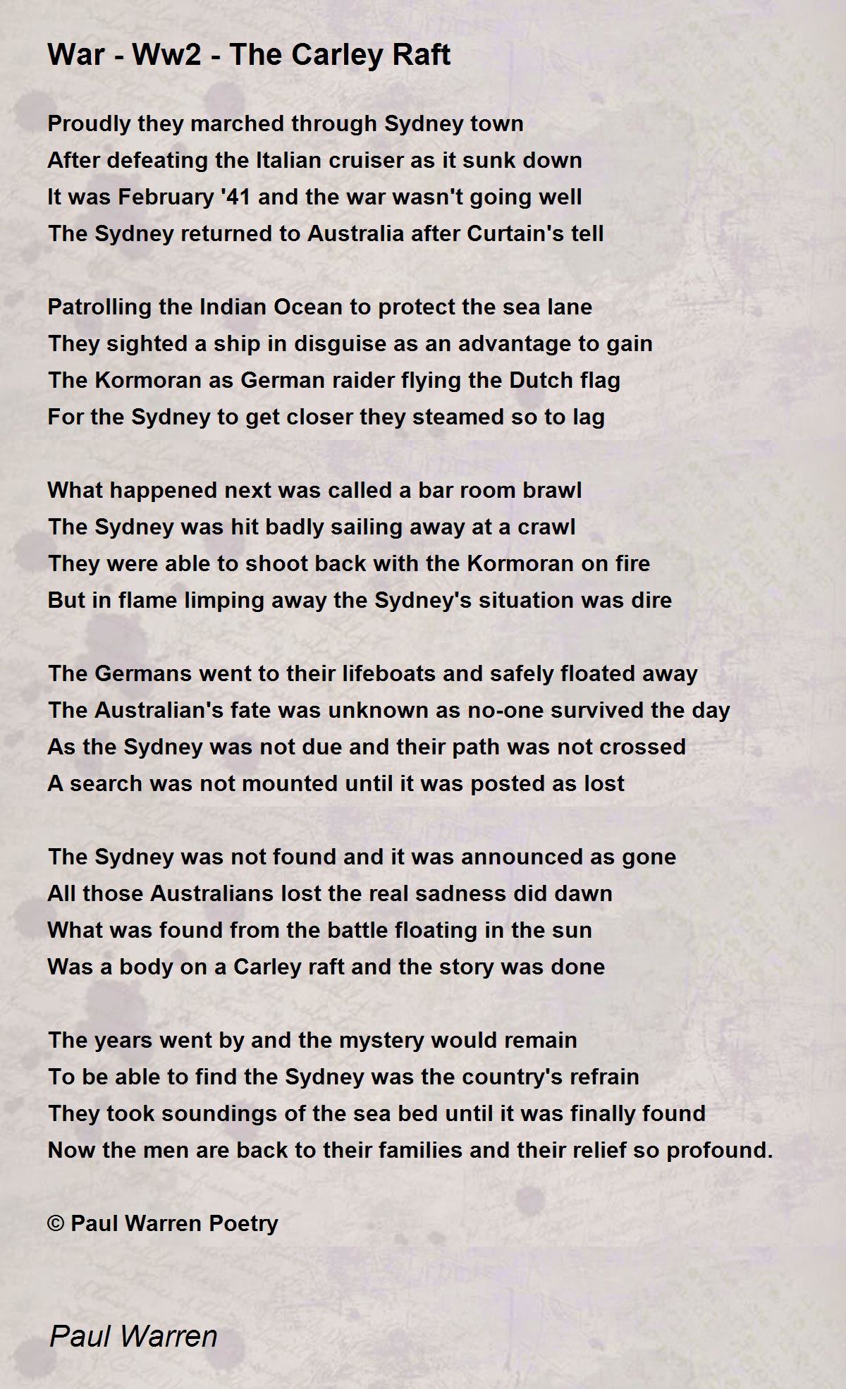 War - Ww2 - The Carley Raft - War - Ww2 - The Carley Raft Poem by Paul ...