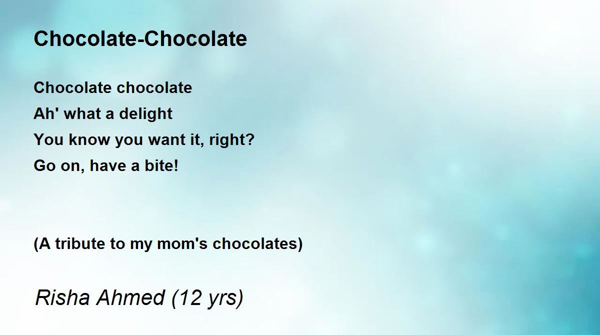 Short Chocolate Poems at Shirley Bock blog