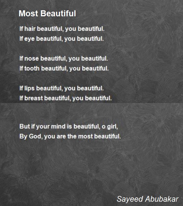 The Most Beautiful by Sayeed Abubakar - The Most Beautiful Poem