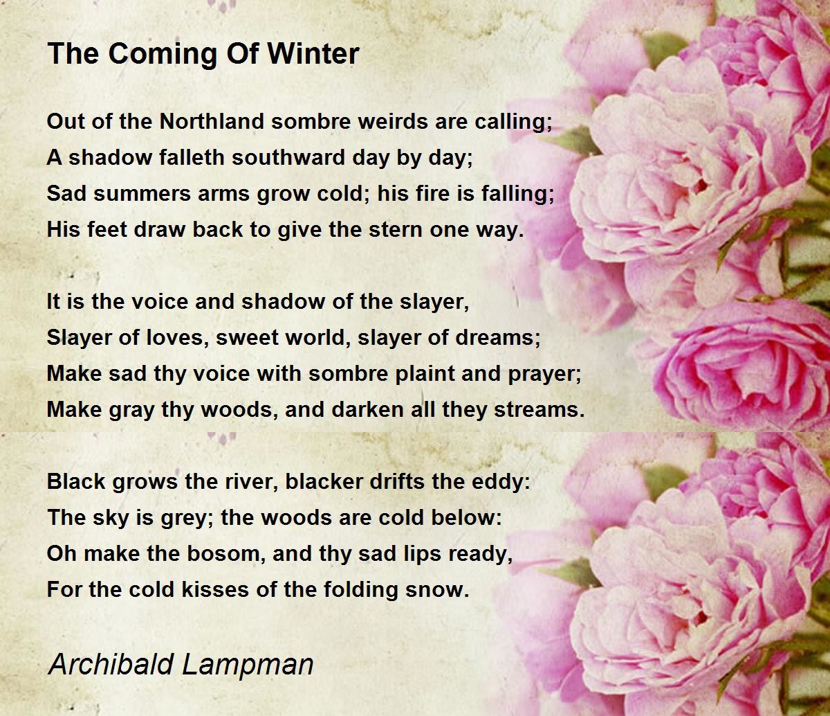The Coming Of Winter Poem by Archibald Lampman - Poem Hunter