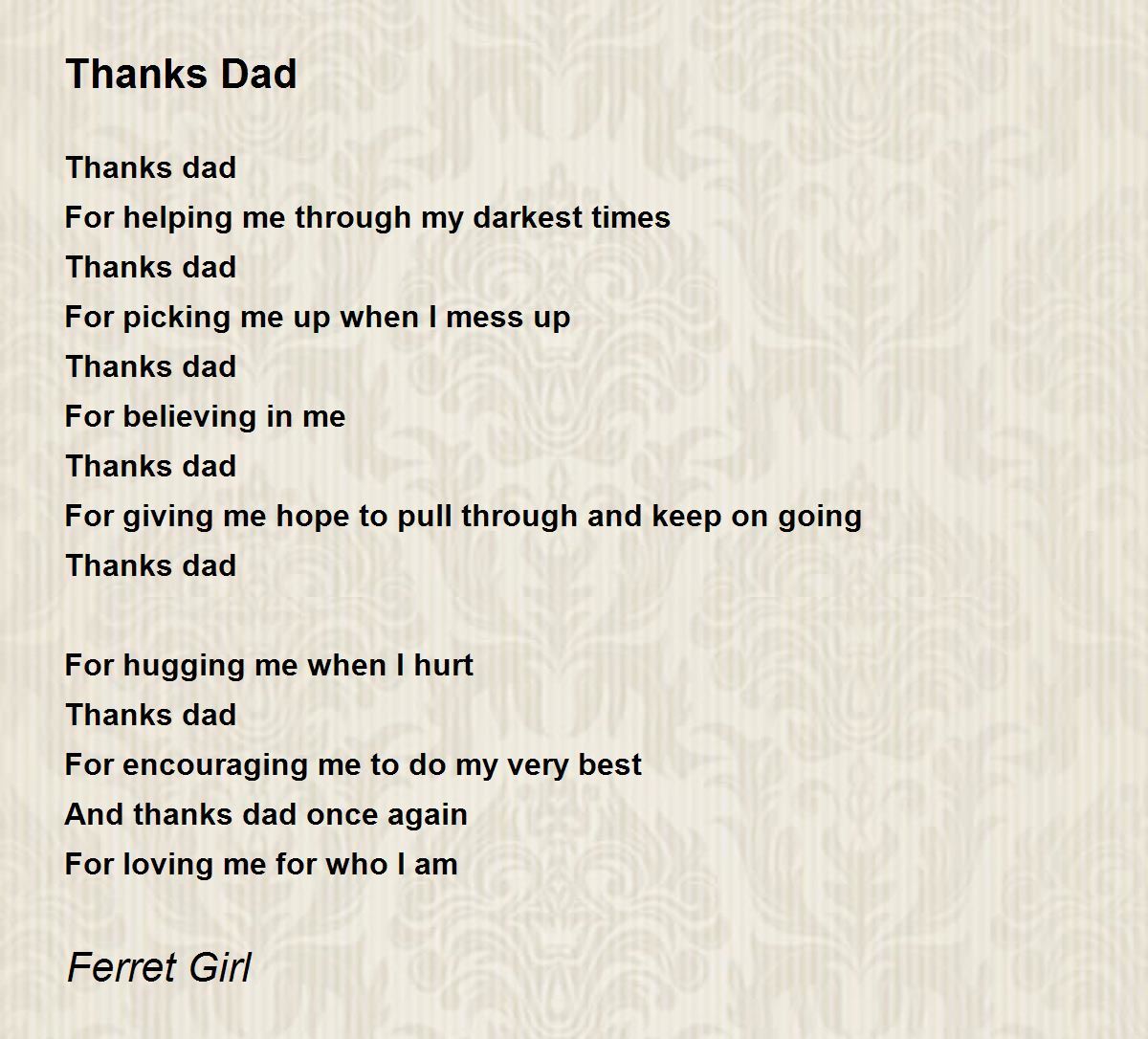 Thank You Dad Poems From Daughter