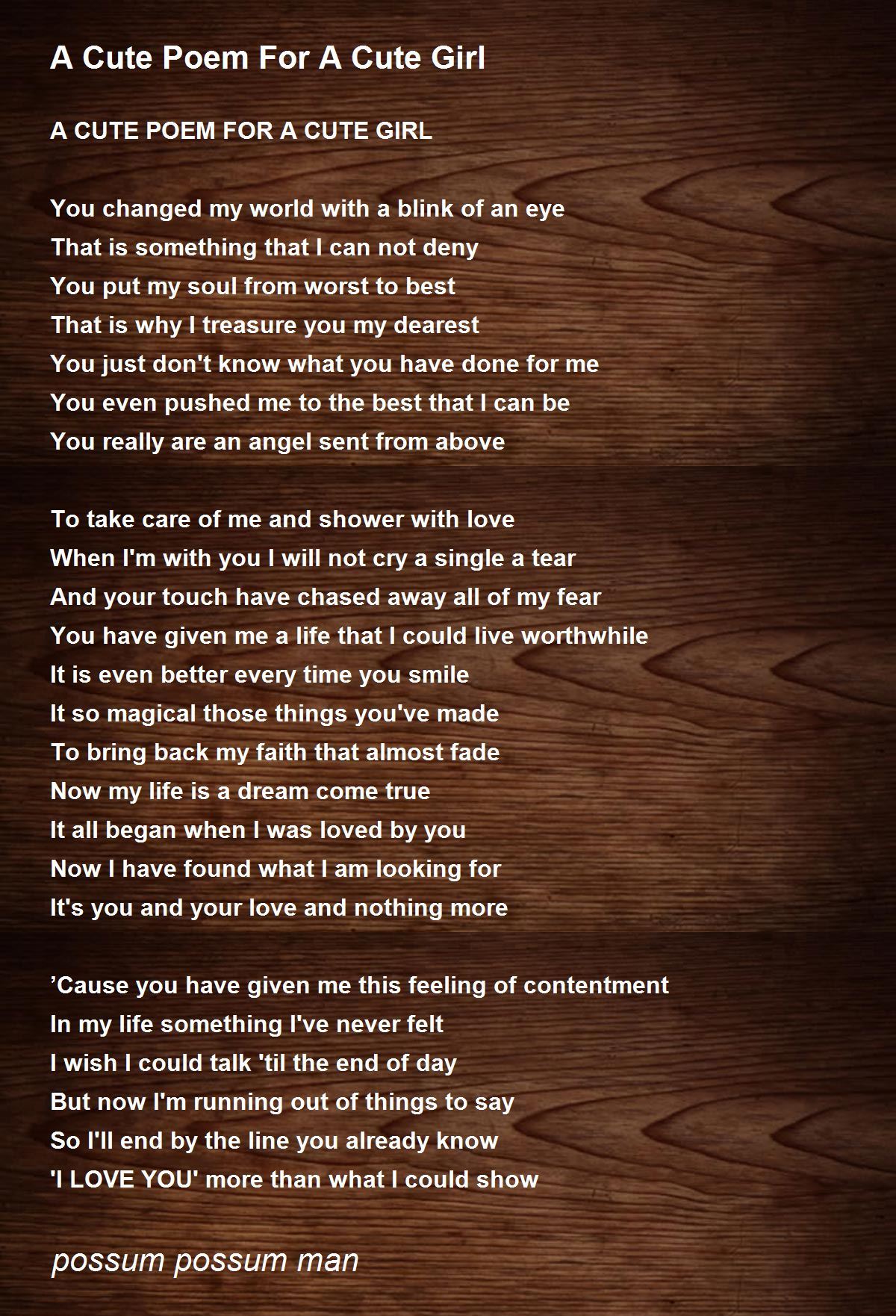 Cute For A Girl A Cute Poem