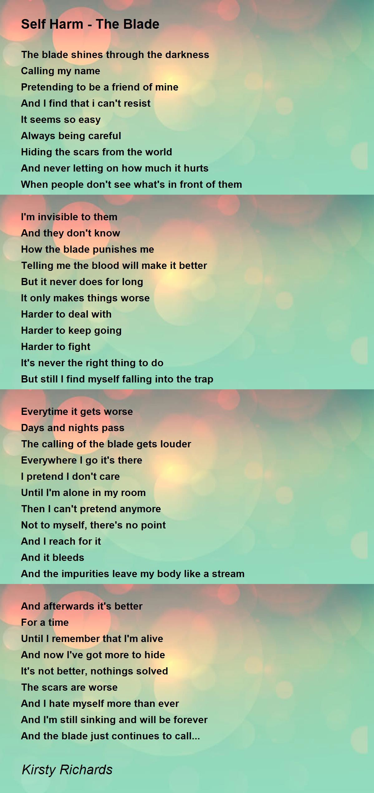 Self Harm Poems Quotes