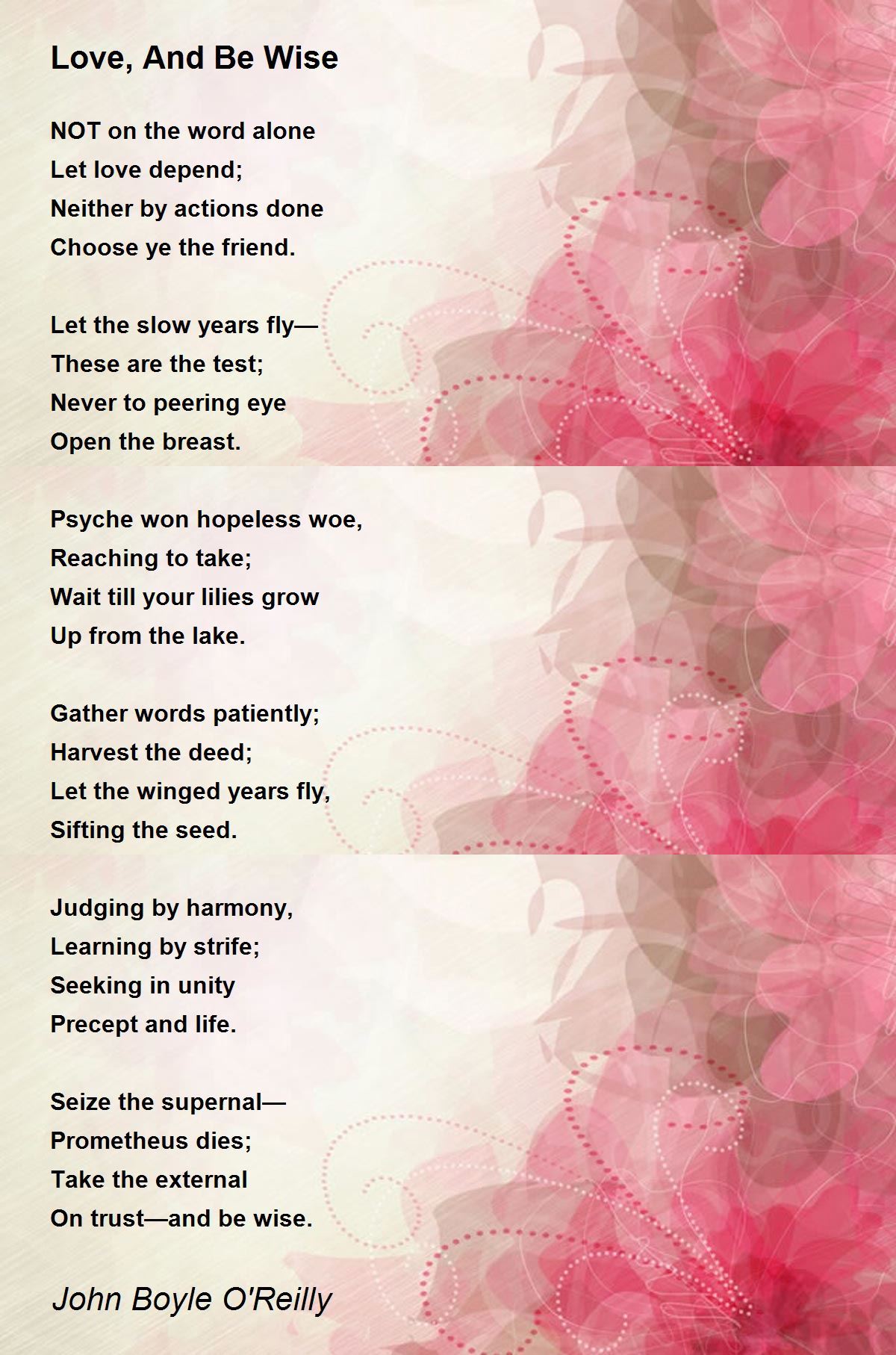 Unspoken Words Poem By John Boyle O39reilly Poem Hunter Love, And Be