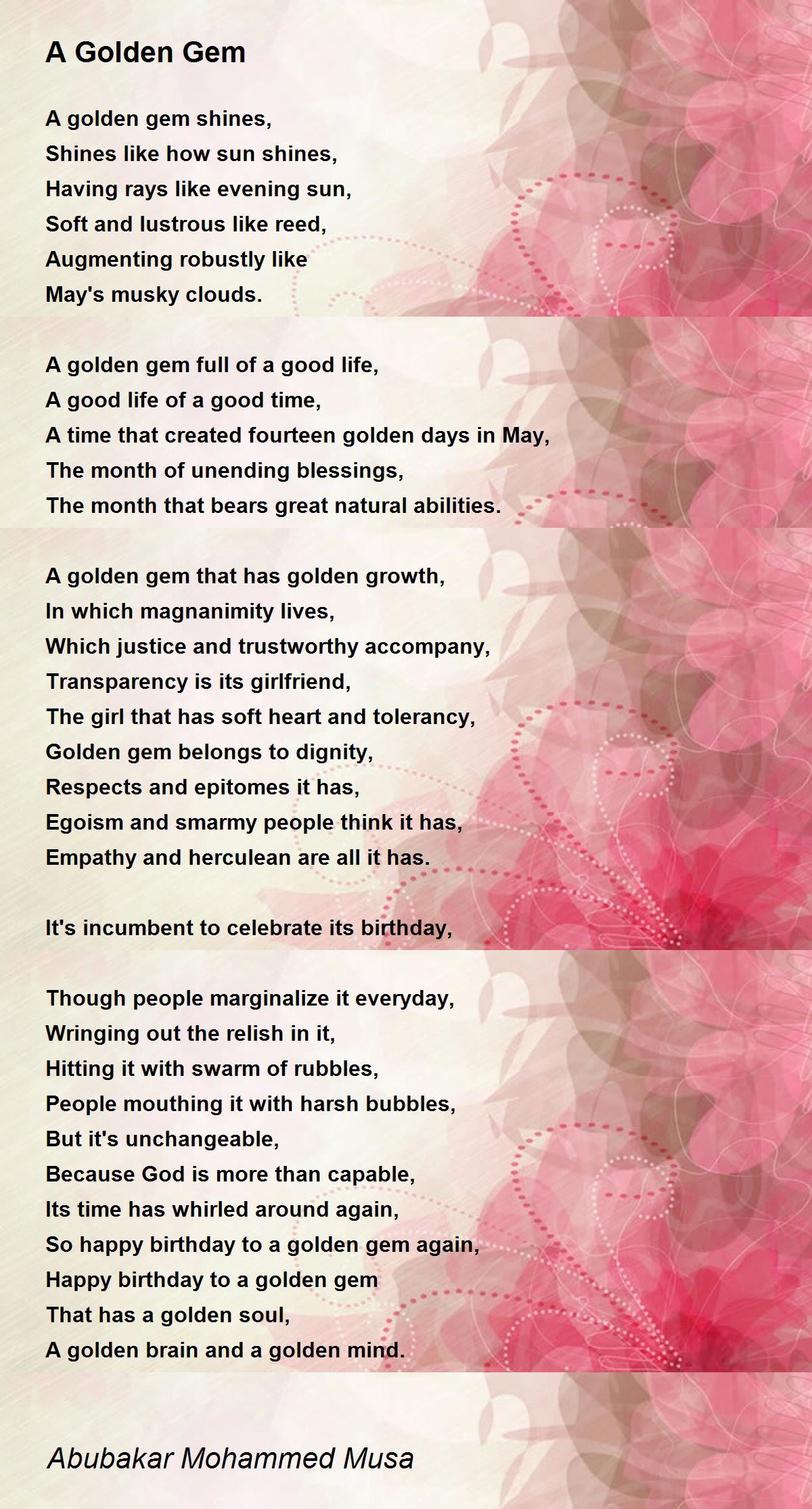 A Golden Gem by Abubakar Mohammed Musa - A Golden Gem Poem