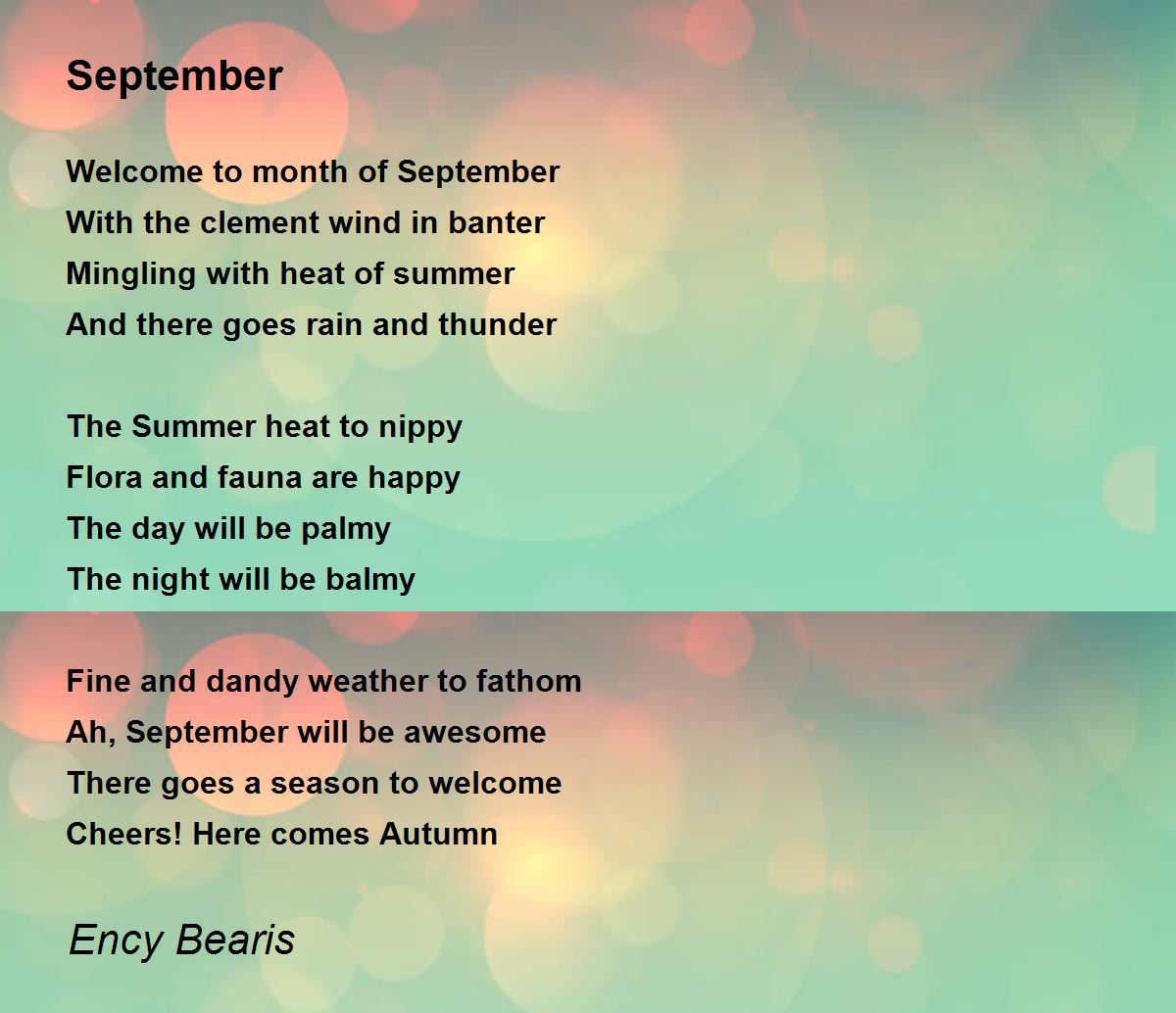 September Poem by Ency Bearis - Poem Hunter