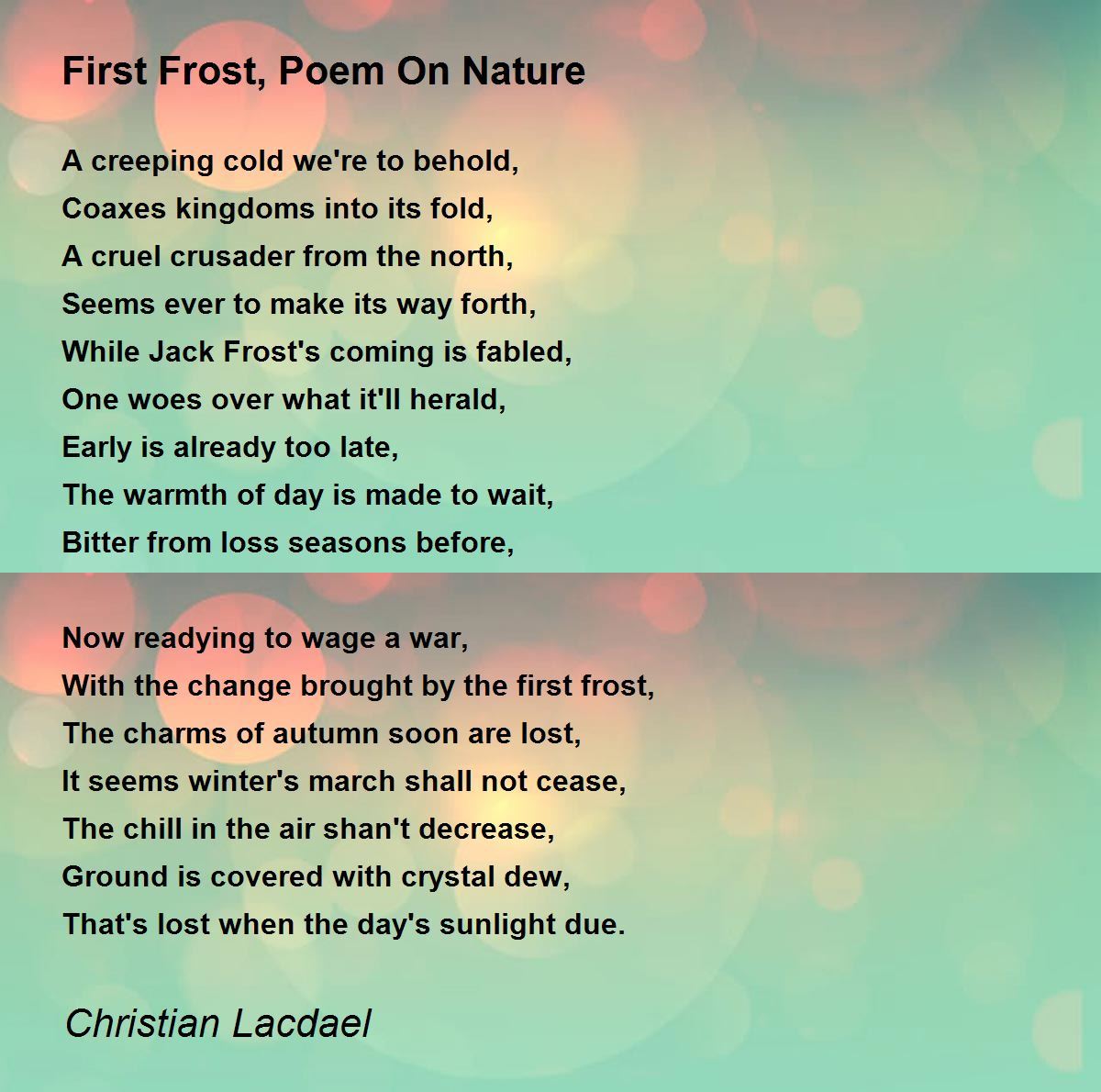 First Frost, Poem On Nature by Christian Lacdael - First Frost, Poem On ...
