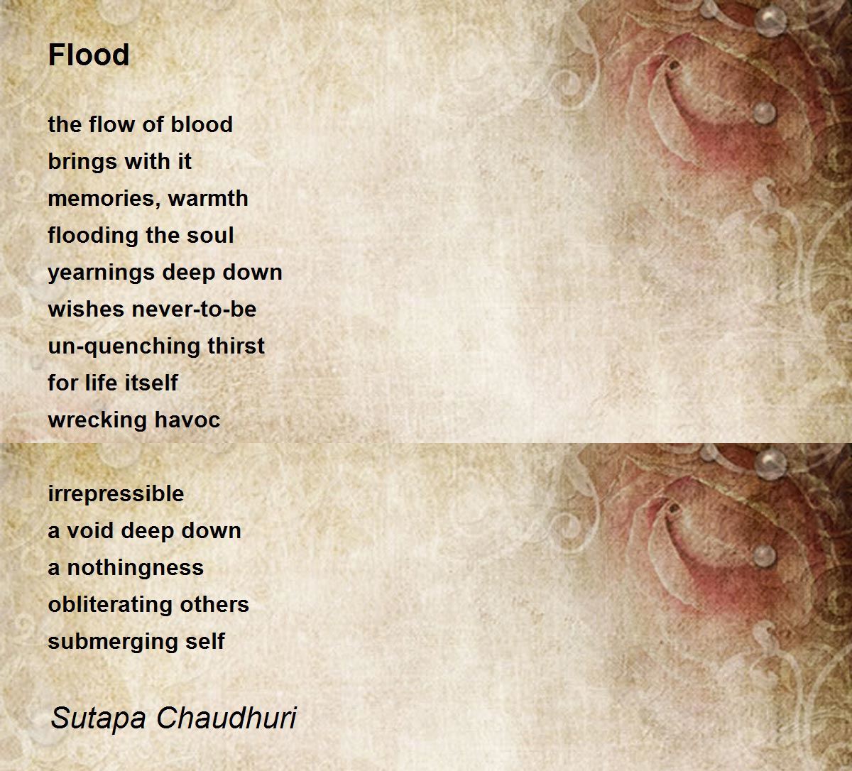 Flood by Sutapa Chaudhuri - Flood Poem