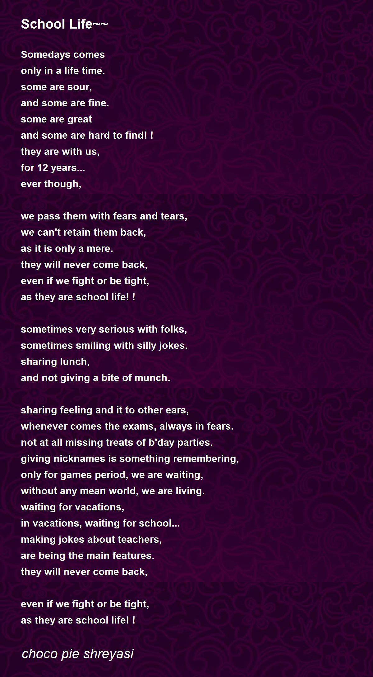 School Life School Life Poem By Choco Pie Shreyasi