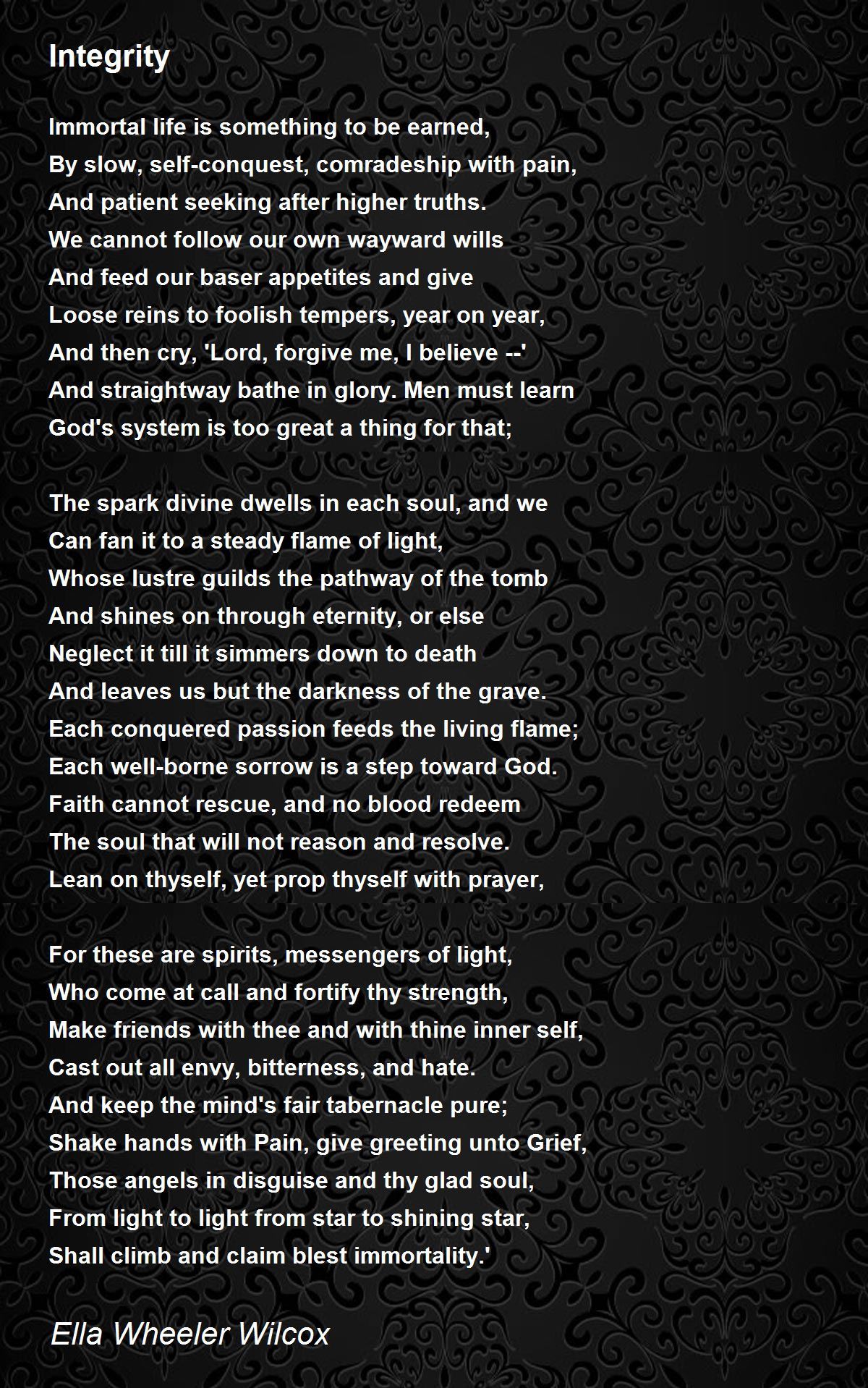 Integrity Poem by Ella Wheeler Wilcox - Poem Hunter