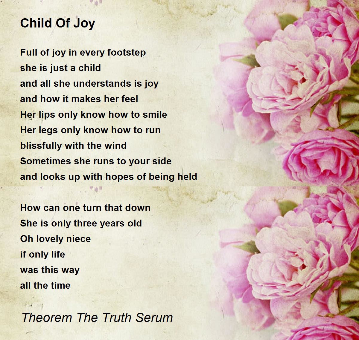 Child Of Joy by Theorem The Truth Serum - Child Of Joy Poem