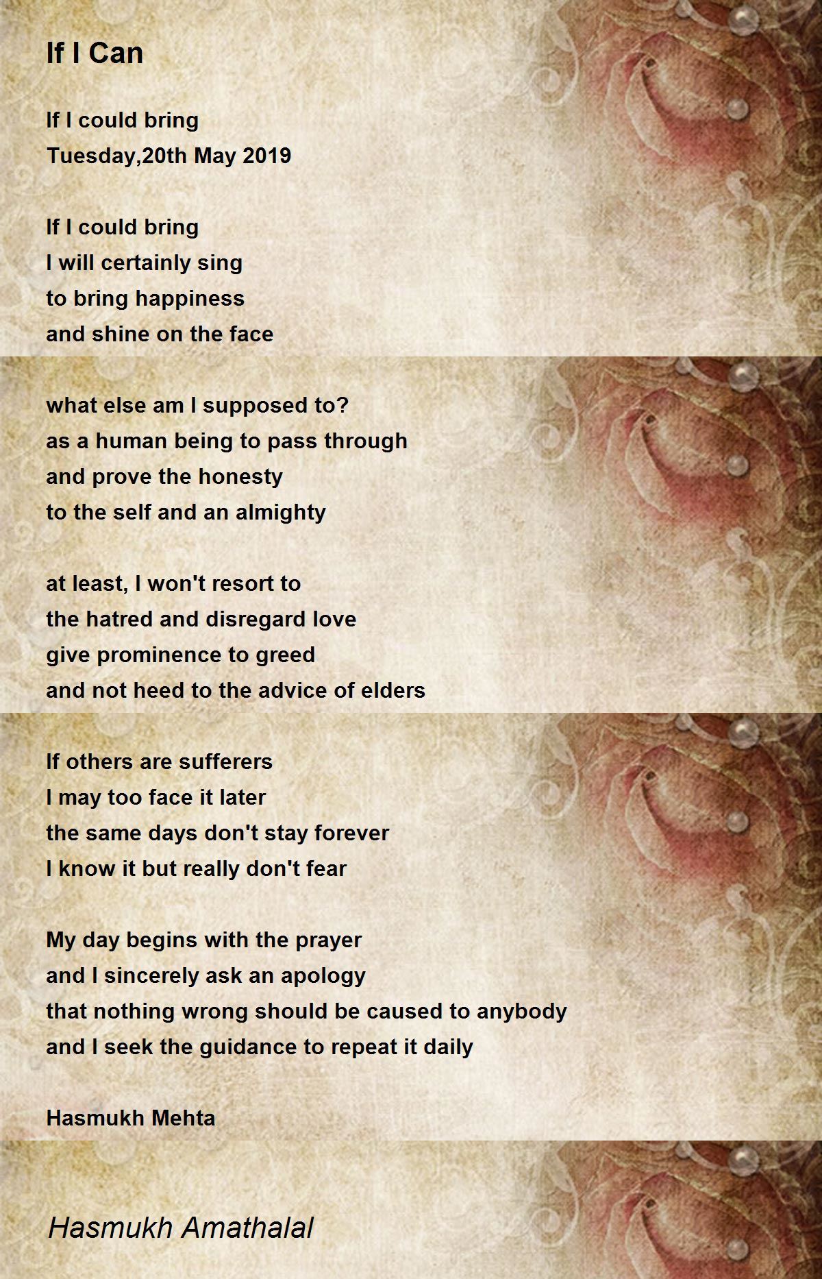 If I Can Poem by Mehta Hasmukh Amathalal - Poem Hunter