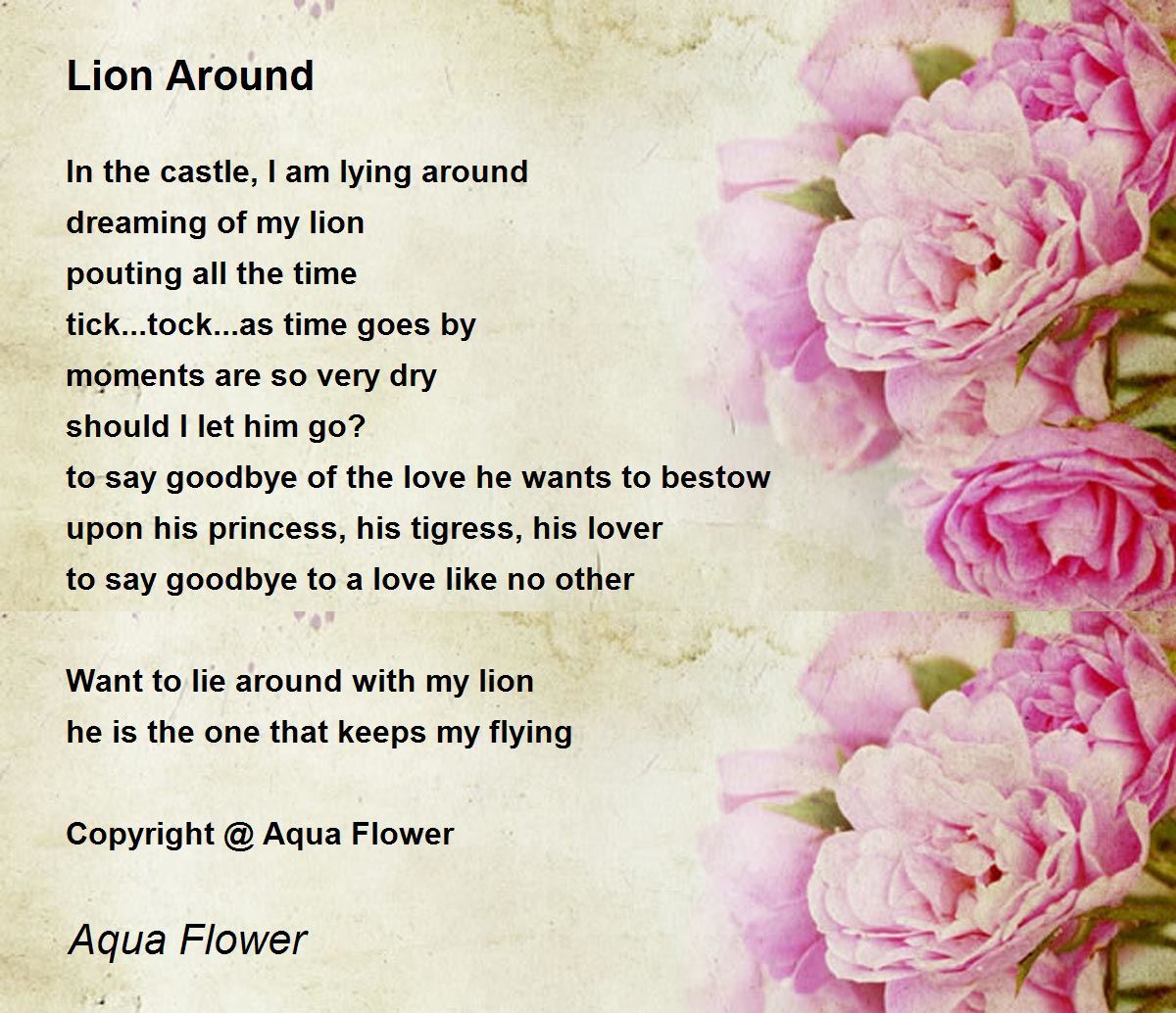 Lion Around - Lion Around Poem by Aqua Flower