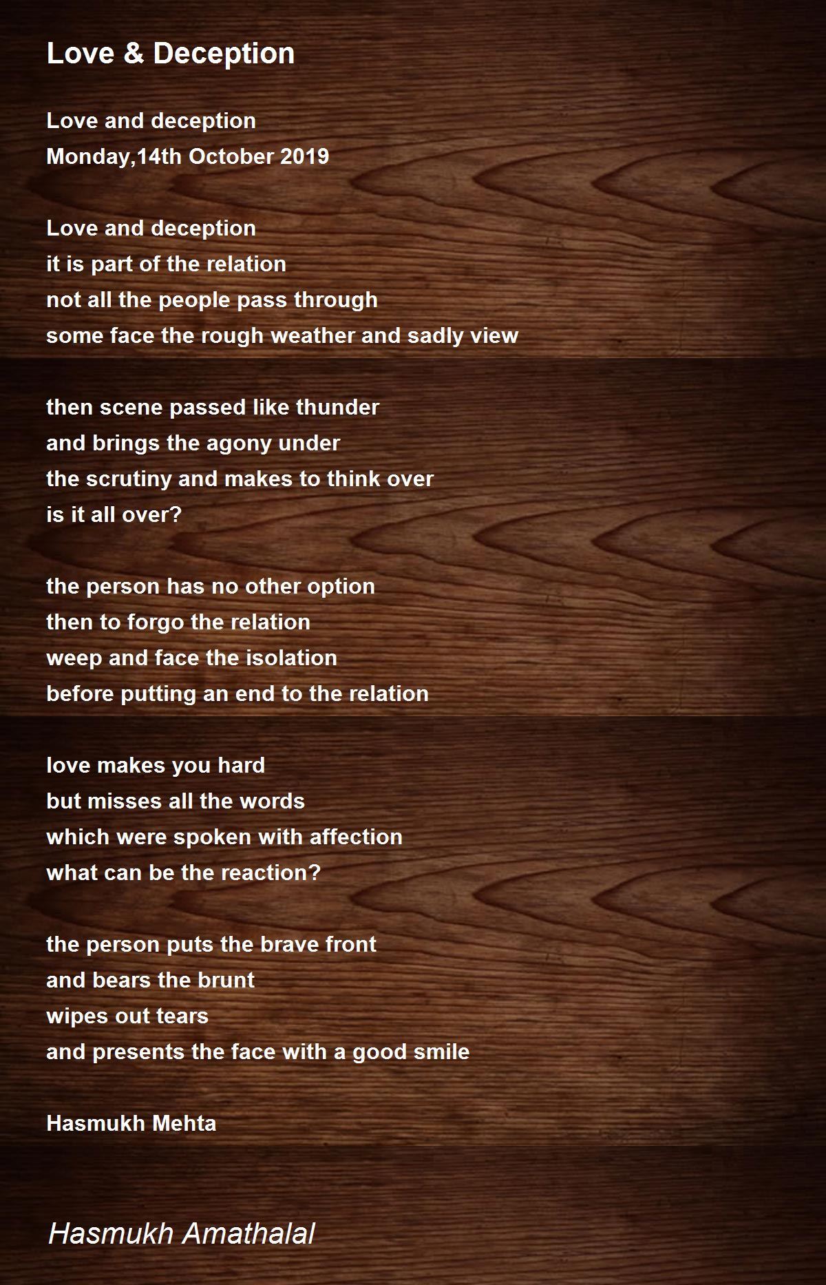 Love & Deception - Love & Deception Poem by Mehta Hasmukh Amathaal