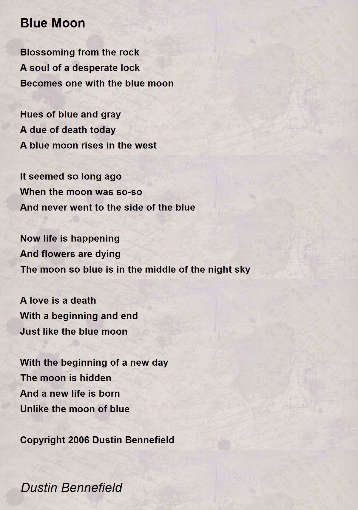 Blue Moon Poem