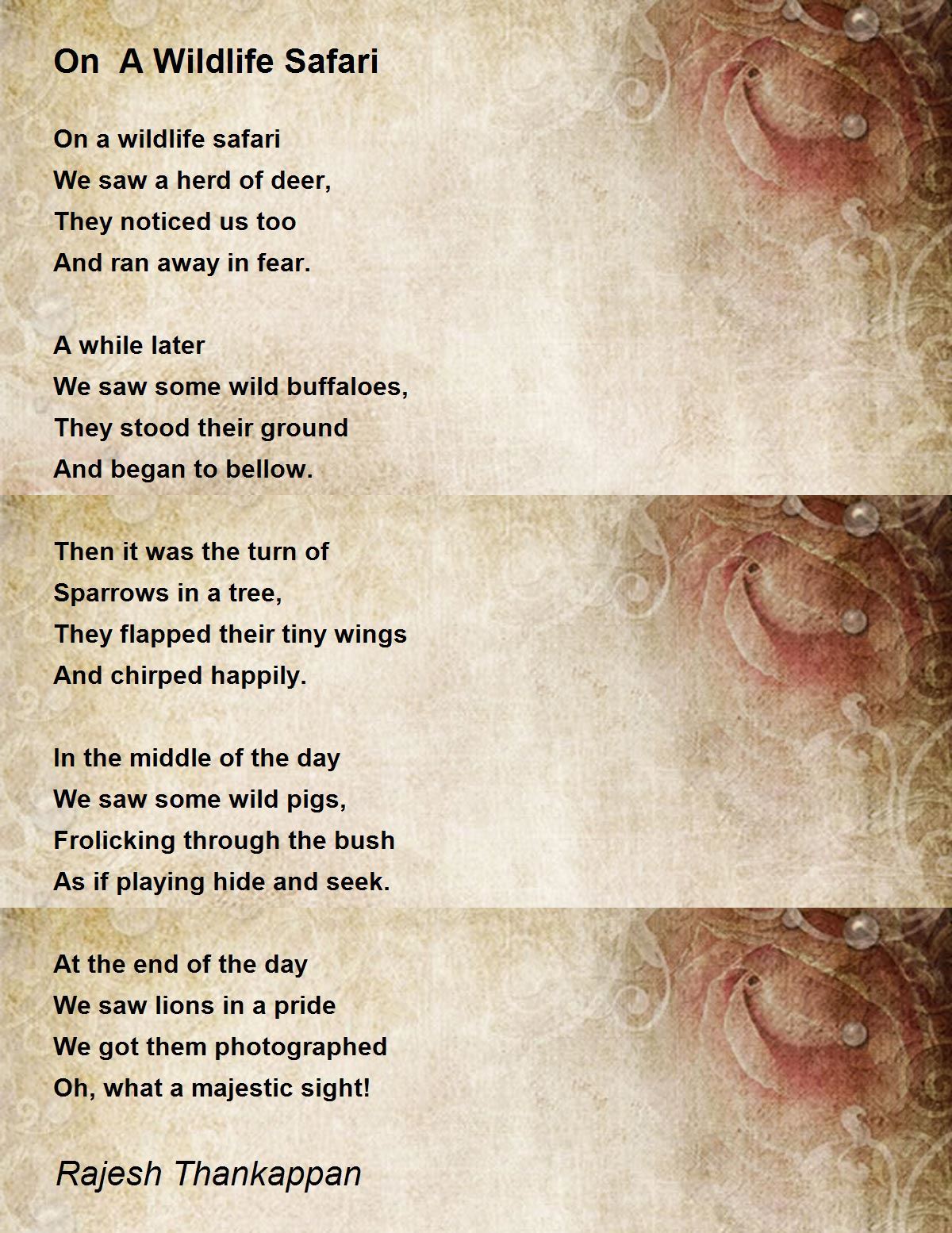 On A Wildlife Safari Poem by Rajesh Thankappan - Poem Hunter